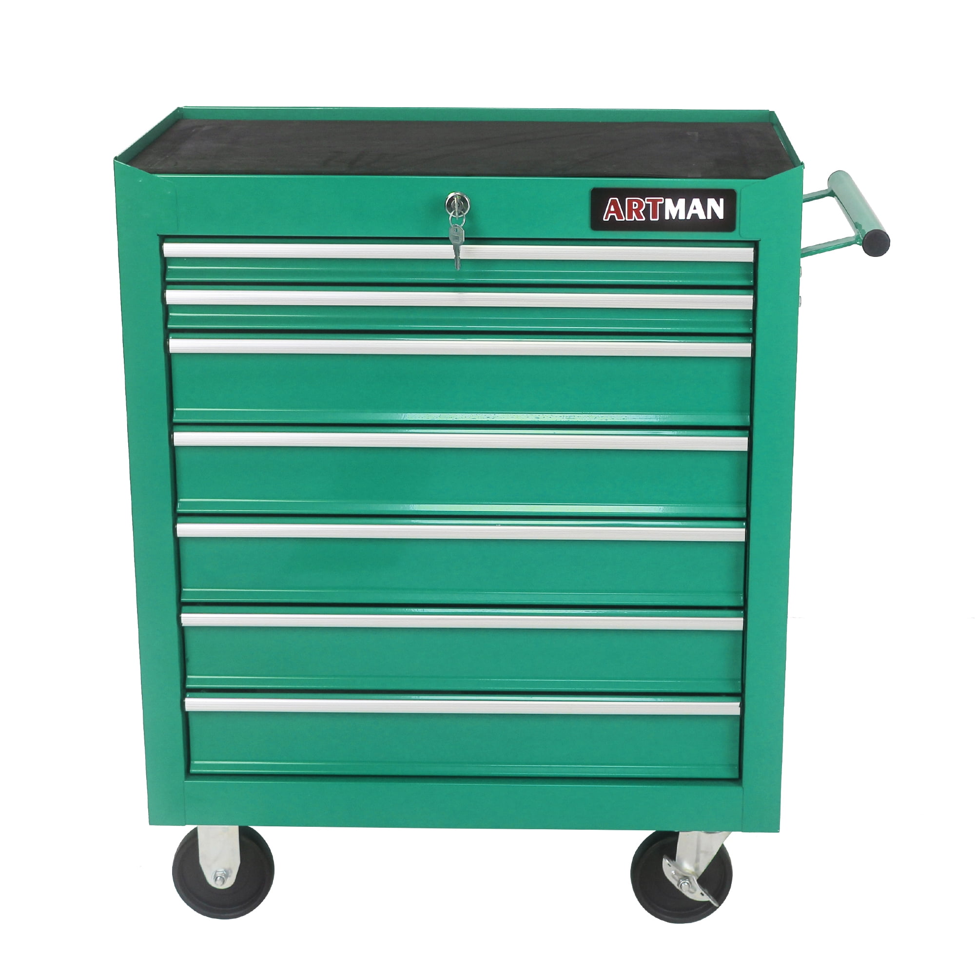 xCloud 7-Drawer Green Tool Trolley with Handle & Key Lock, Ball Bearing ...