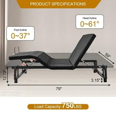 Sven & Son Classic Adjustable Bed Base Frame Only, Head and Foot Lift, Massage, Under-Bed Lights ...