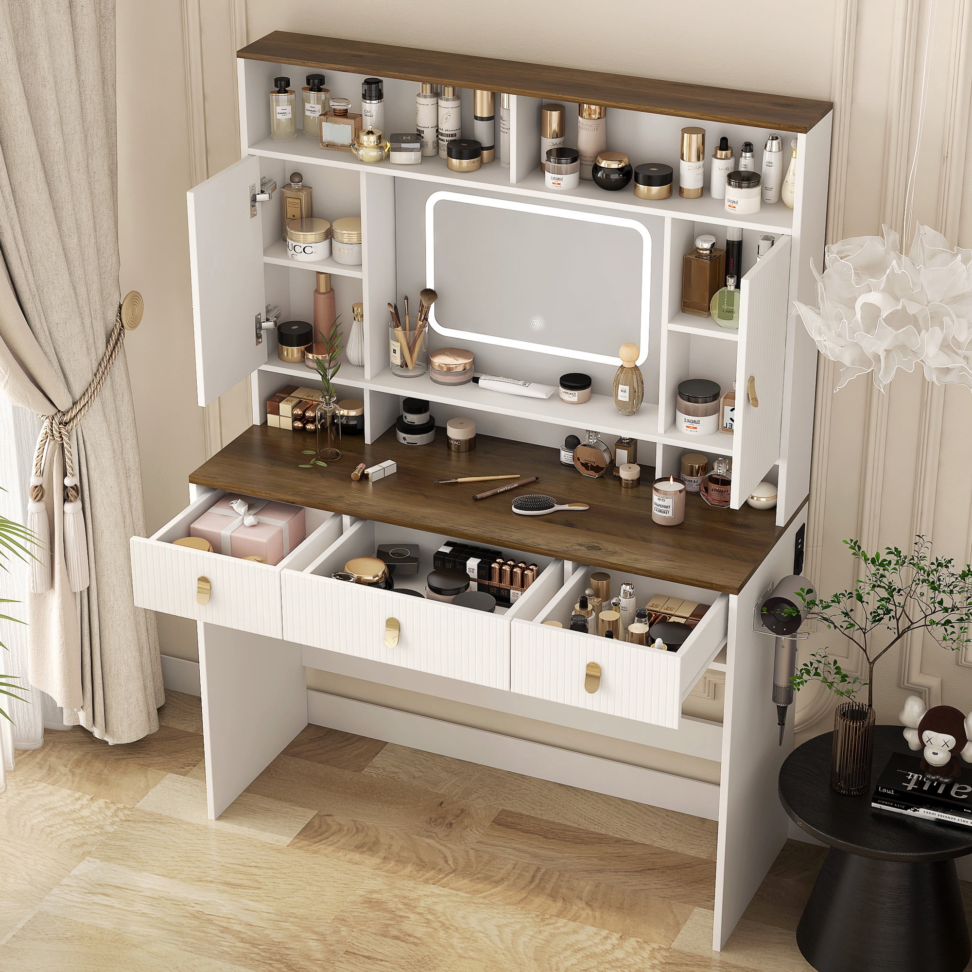 xCloud Farmhouse Dressing Table Makeup Table, 43" Wide Dressing Table ...