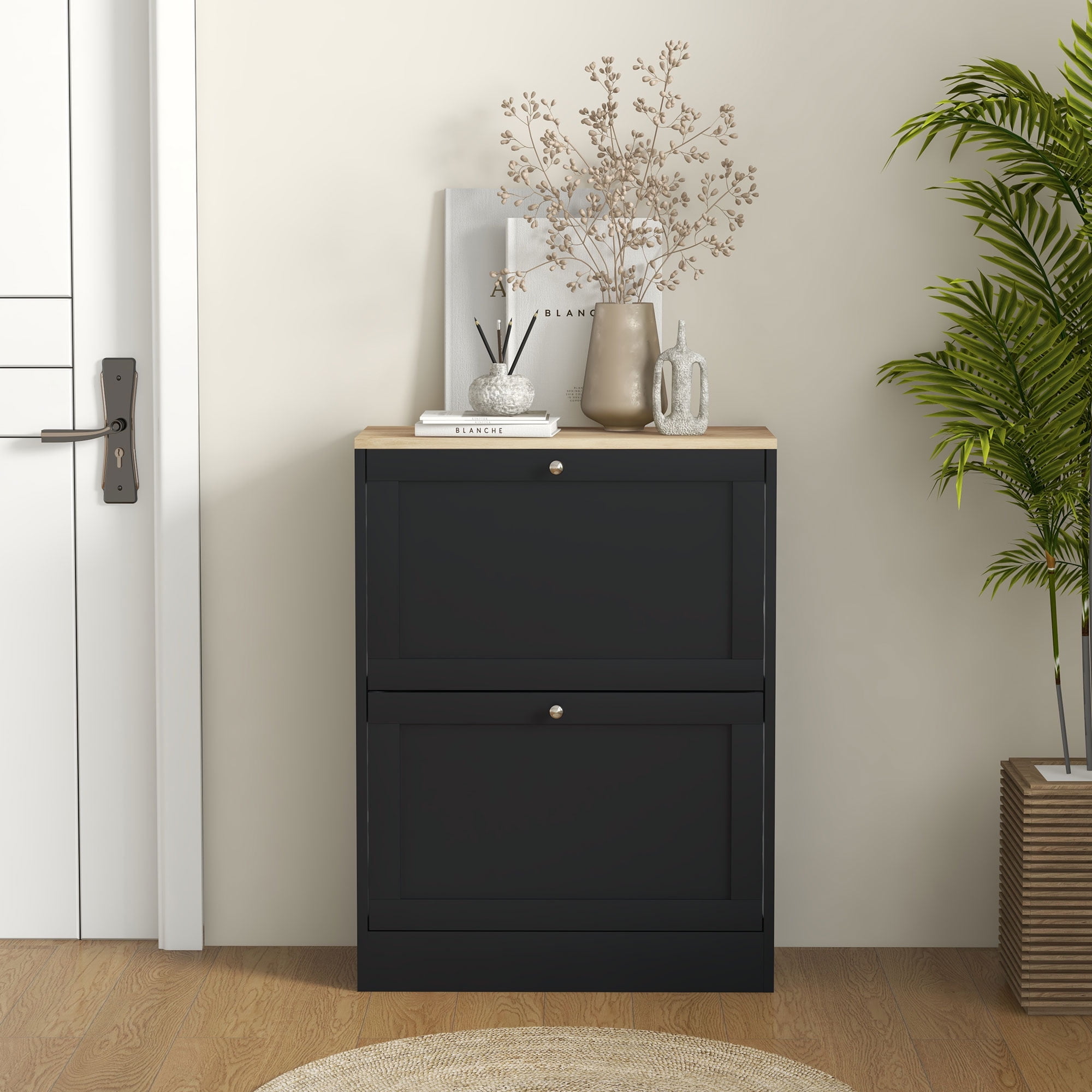 xCloud HOMCOM Slim Shoe Cabinet for Entryway, Modern Hidden Shoe ...
