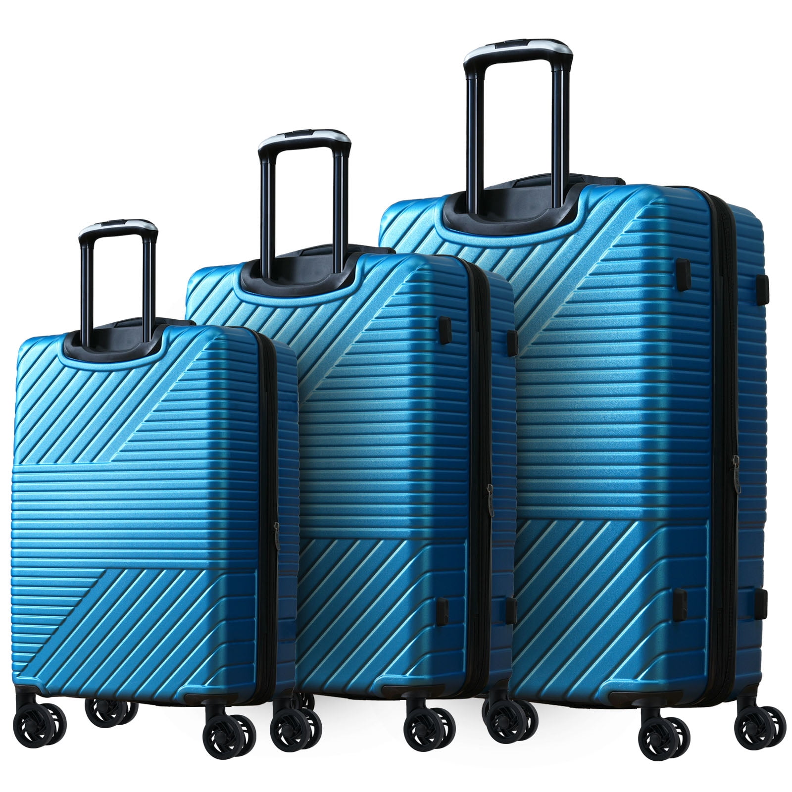 xCloud Hardshell Luggage Sets 3-Piece, Double Spinner 8 Wheels Suitcase ...