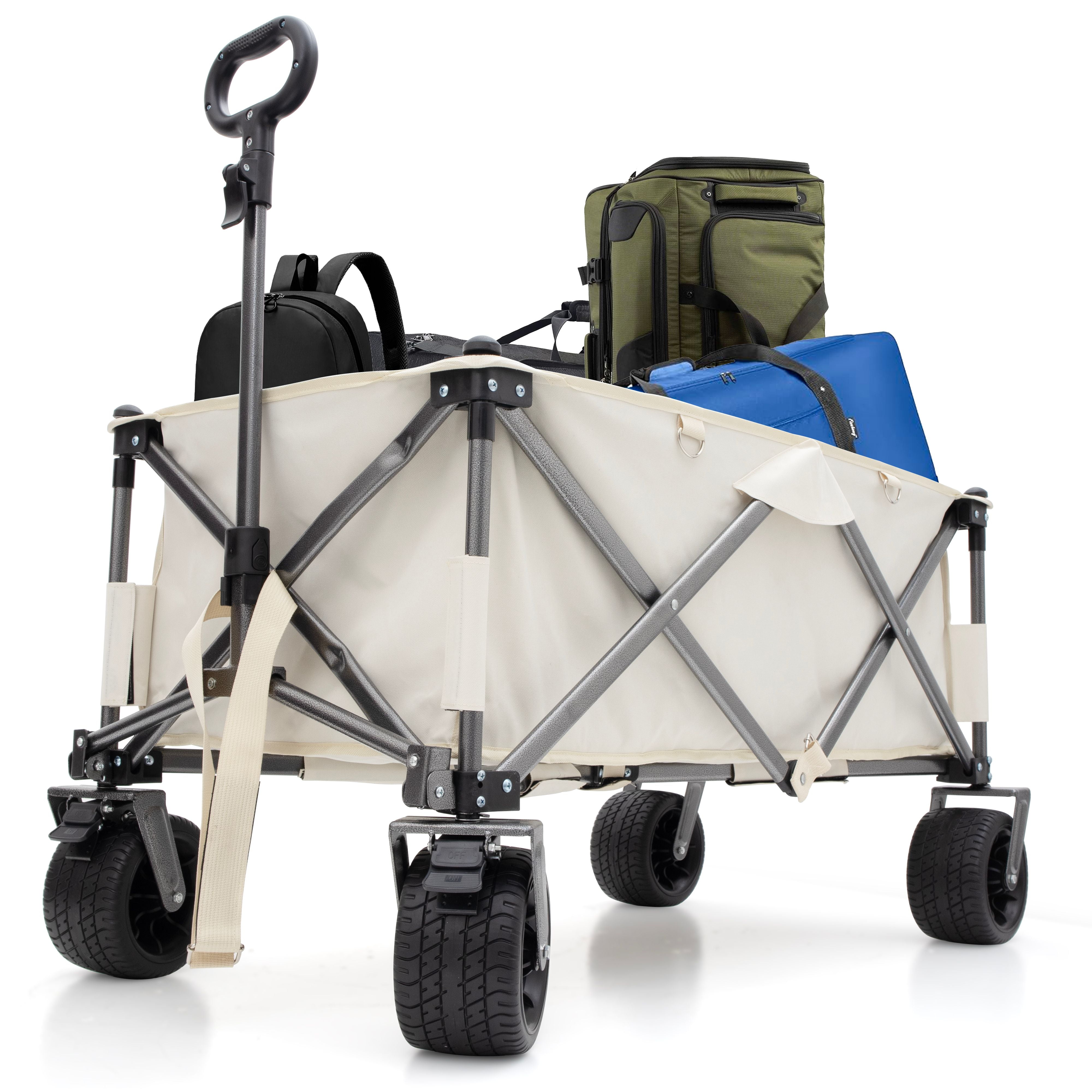 xCloud Heavy-Duty Folding Beach Wagon with All-Terrain Wheels - 600D ...