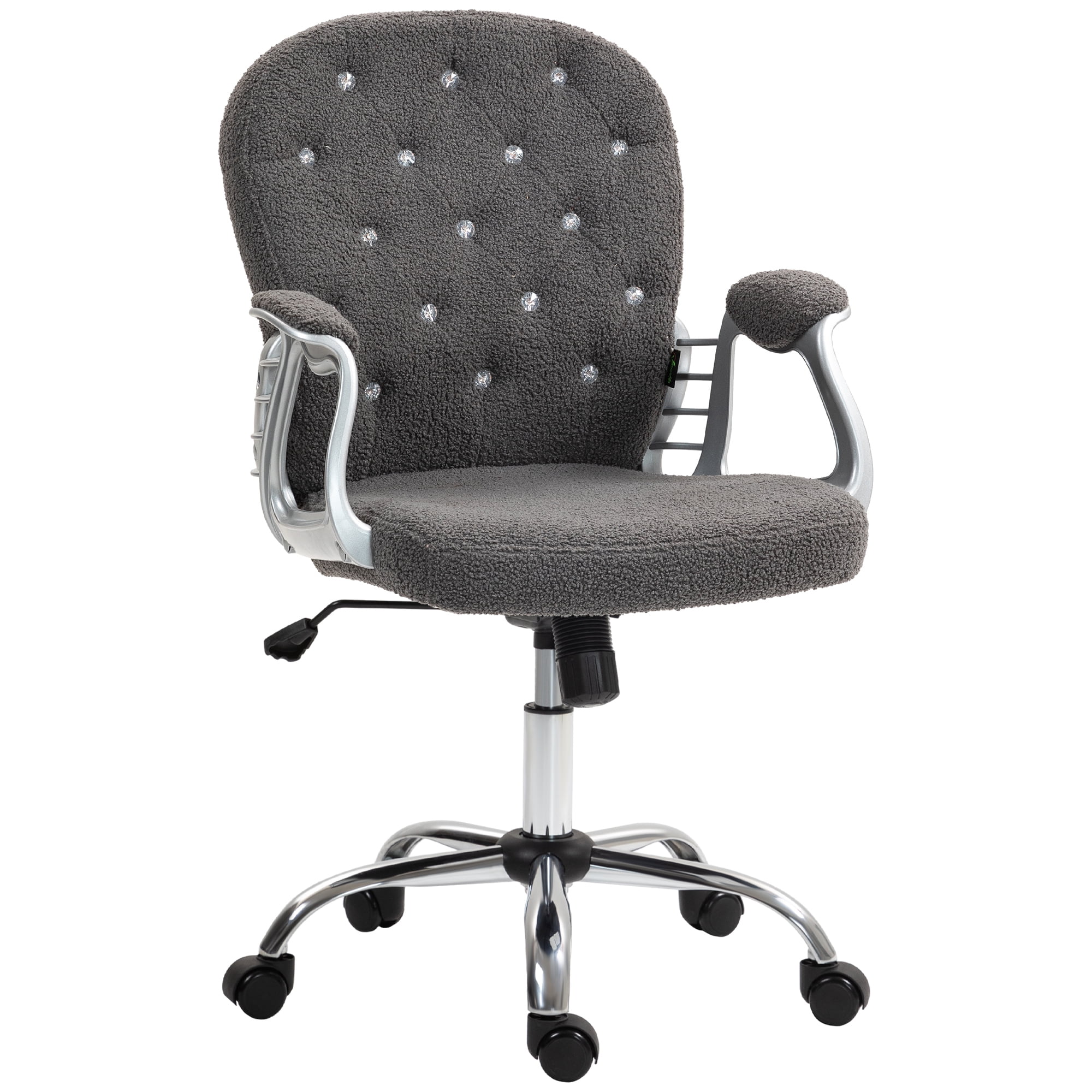 xCloud Vinsetto Teddy Fleece Home Office Chair, Button Tufted Desk ...