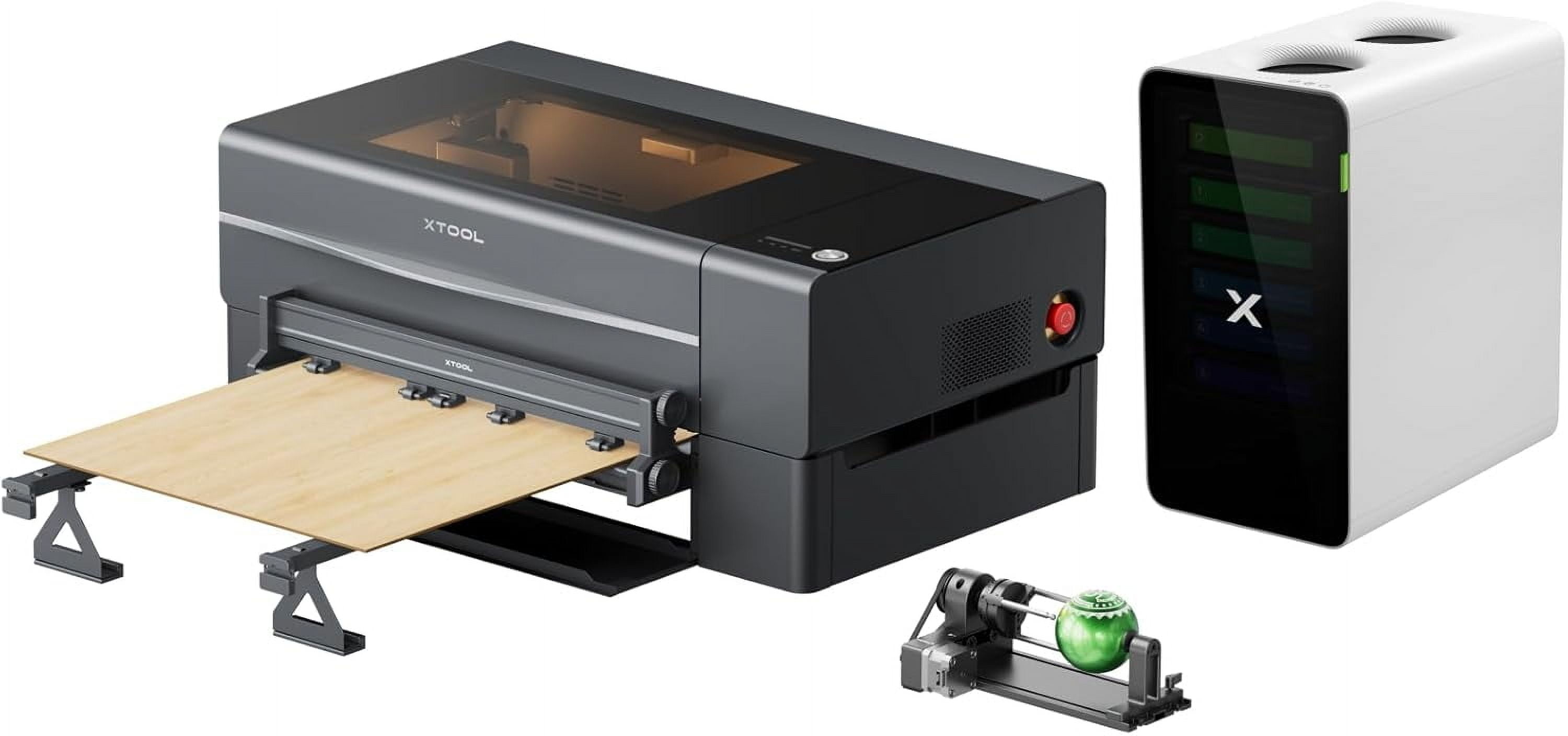 xTool P2S 55W CO2 Laser Cutter All-in-One Bundle, with Riser Base, Conveyor Feeder, RA2 Pro ...