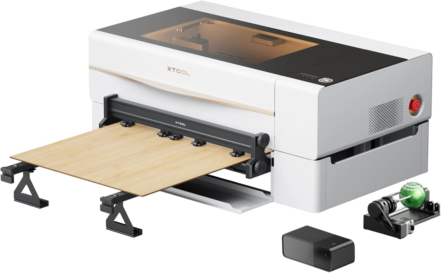 xTool P2S 55W CO2 Laser Cutter Versatile Bundle, with Riser Base, Conveyor Feeder, RA2 Pro ...