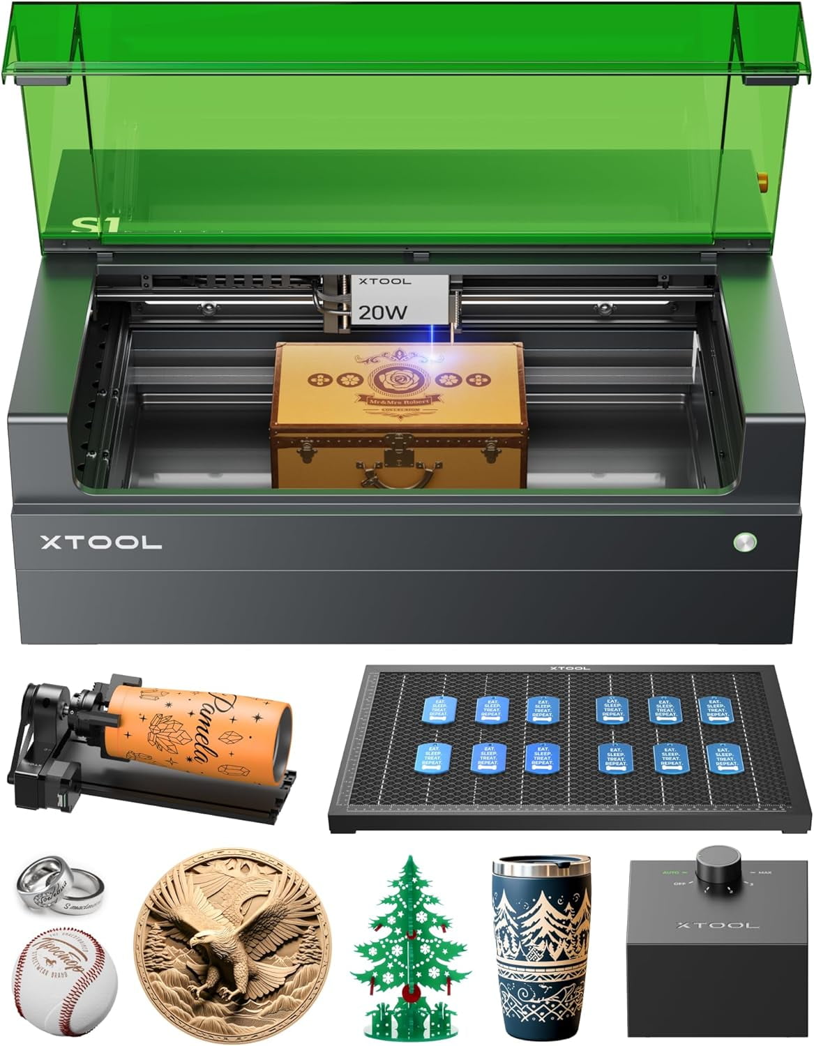 xTool S1 20W Laser Engraver, 600mm/s Speed Laser Engravering Machine ...