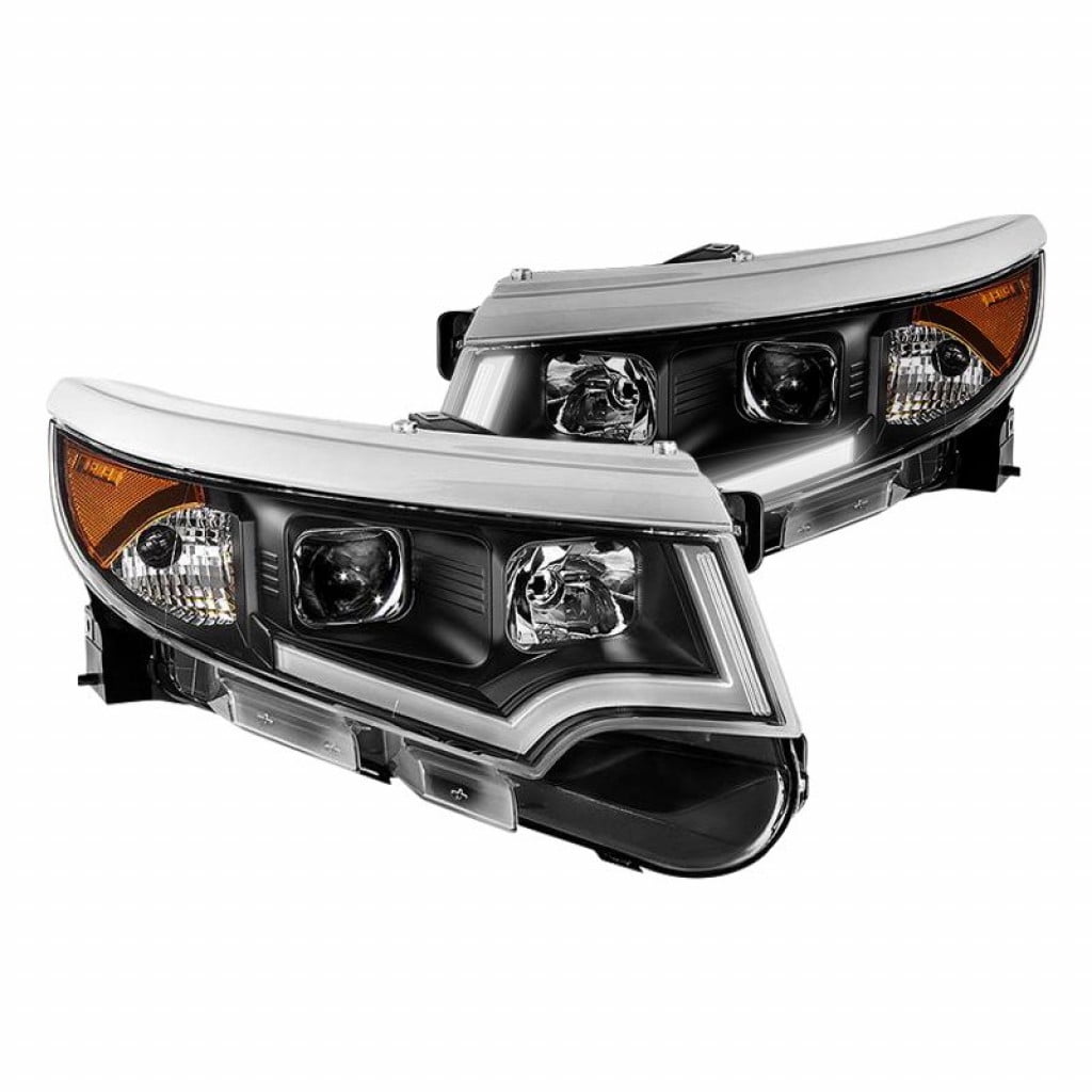 xTune Ford Edge 2011-2014 Projector Headlights Pair | LED | - Black DRL ...