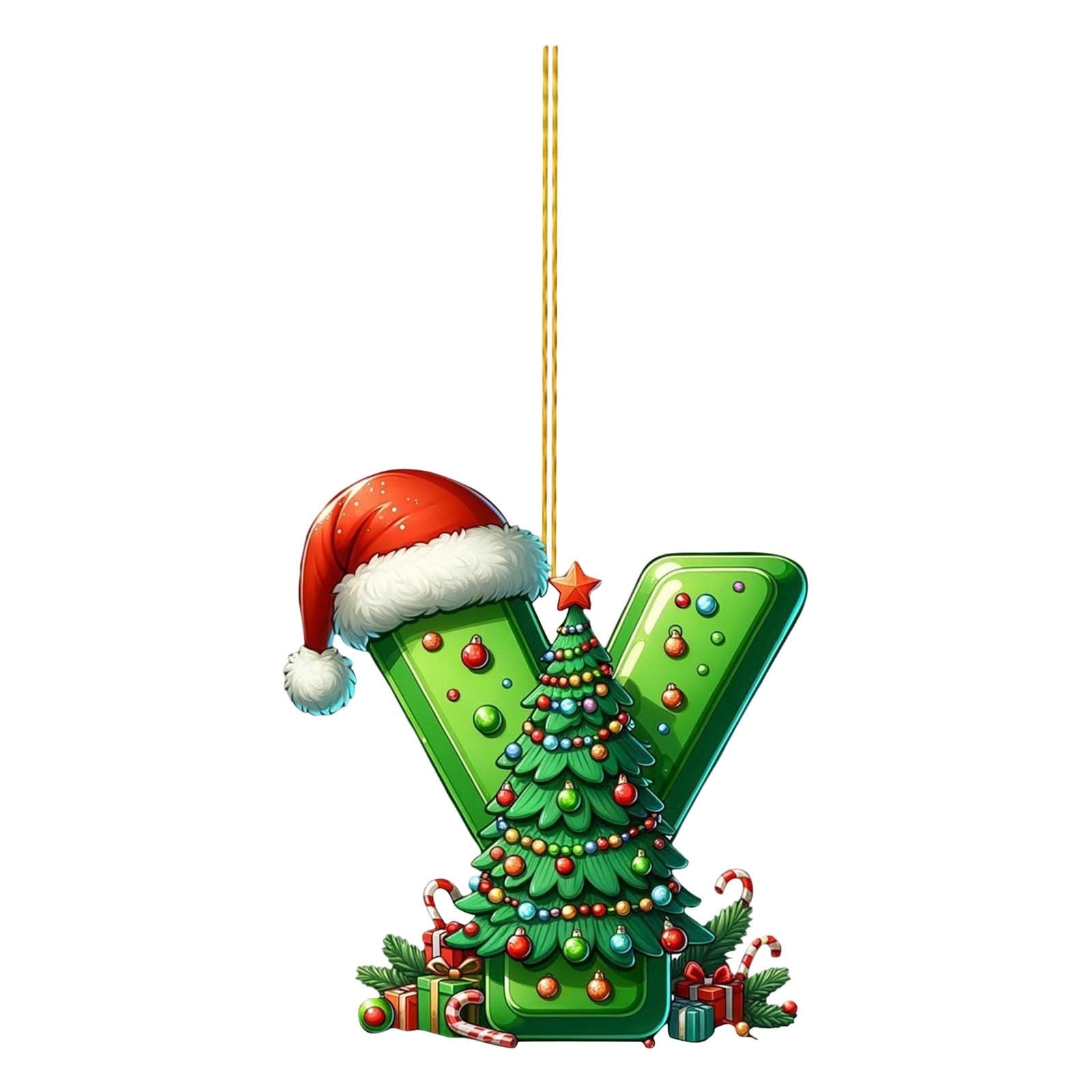 xaoyunyn 2D Acrylic Christmas Tree 26 Letter Pendant Decorative Holiday ...