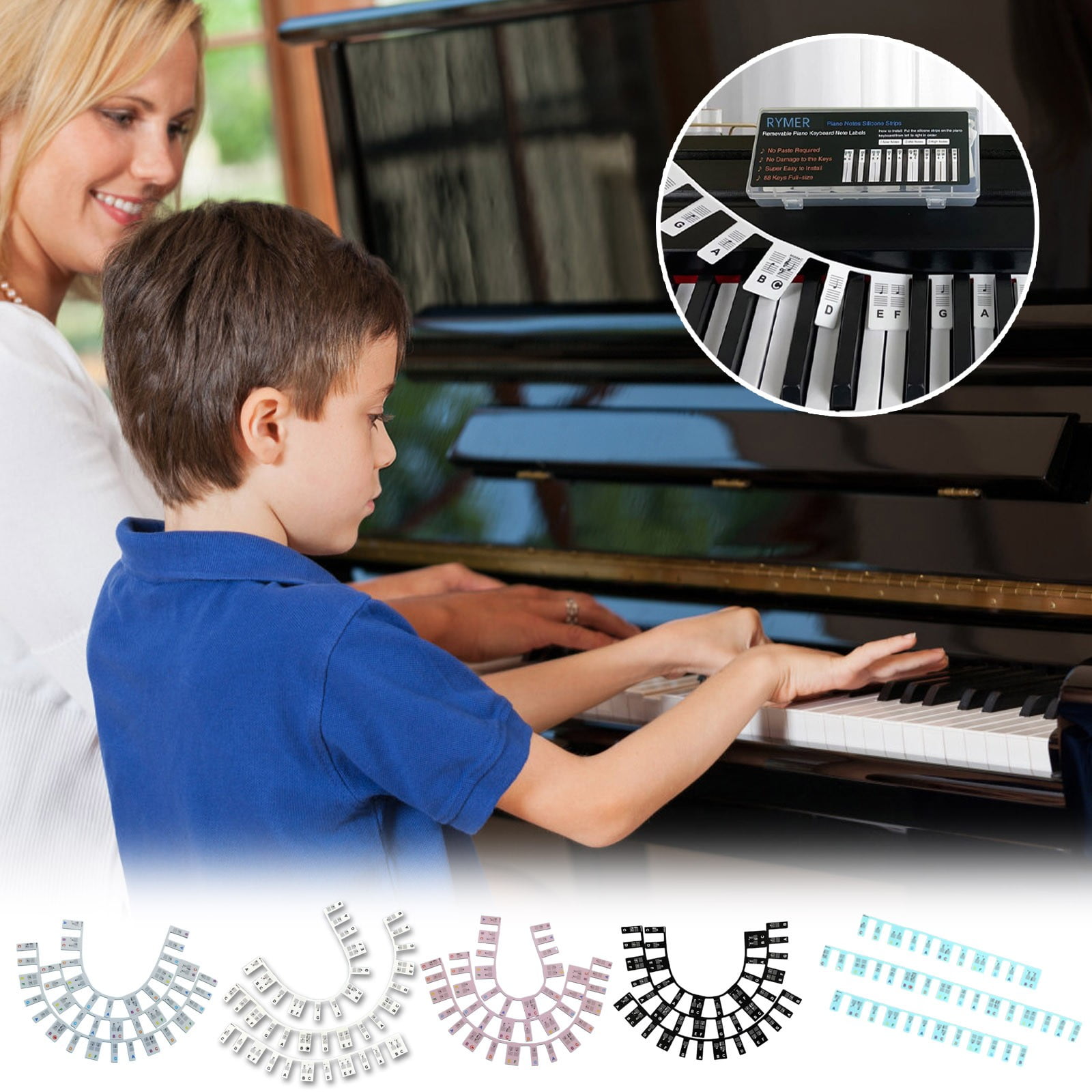xaoyunyn BEATBIT Removable Piano Keyboard Note Labels Beginner Friendly ...