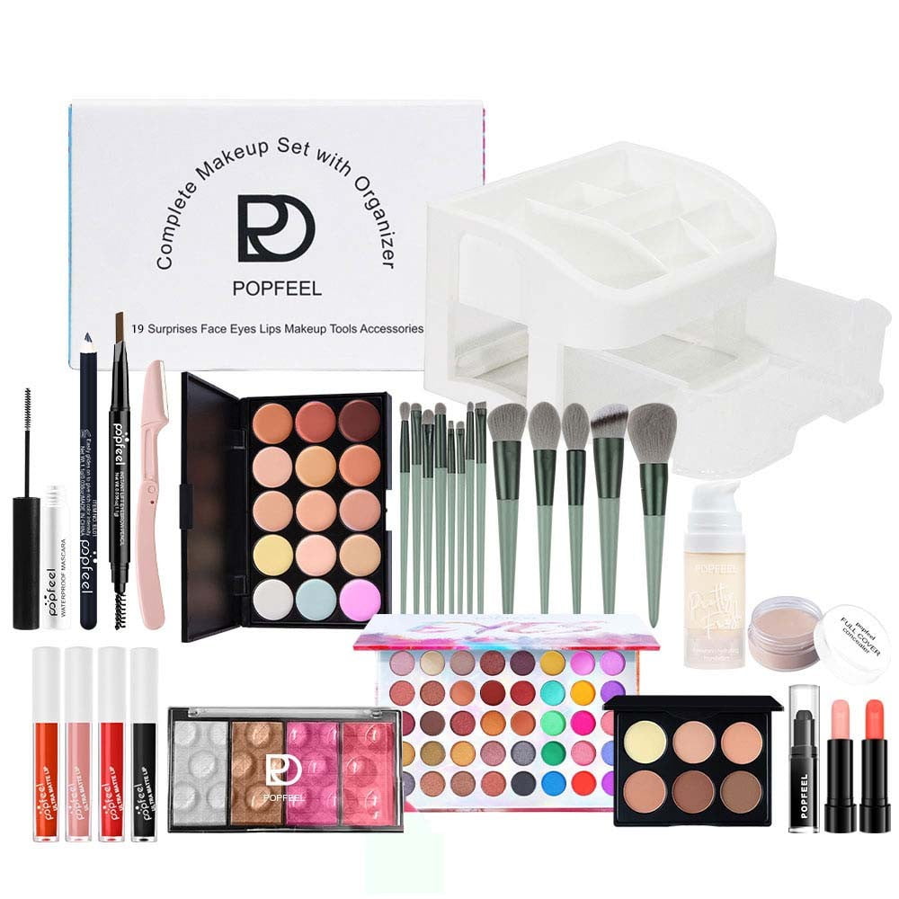 xaoyunyn Complete Face Makeup Set with Glossy Lip Gloss,Colorful ...