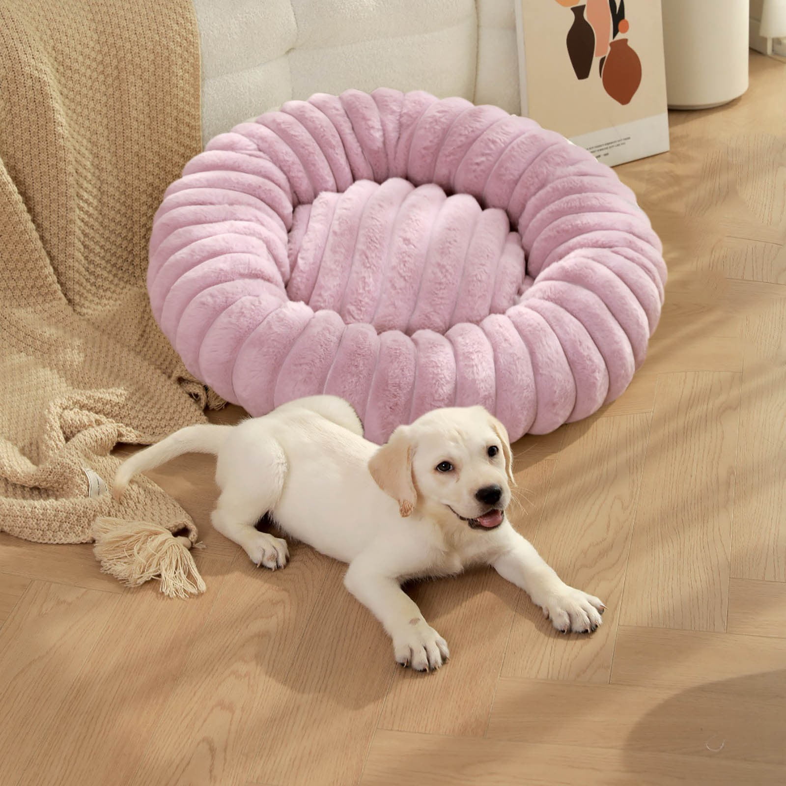 xaoyunyn Extra Large Plush Round Dog Bed Mat,Winter Warm Non-Slip Pet ...