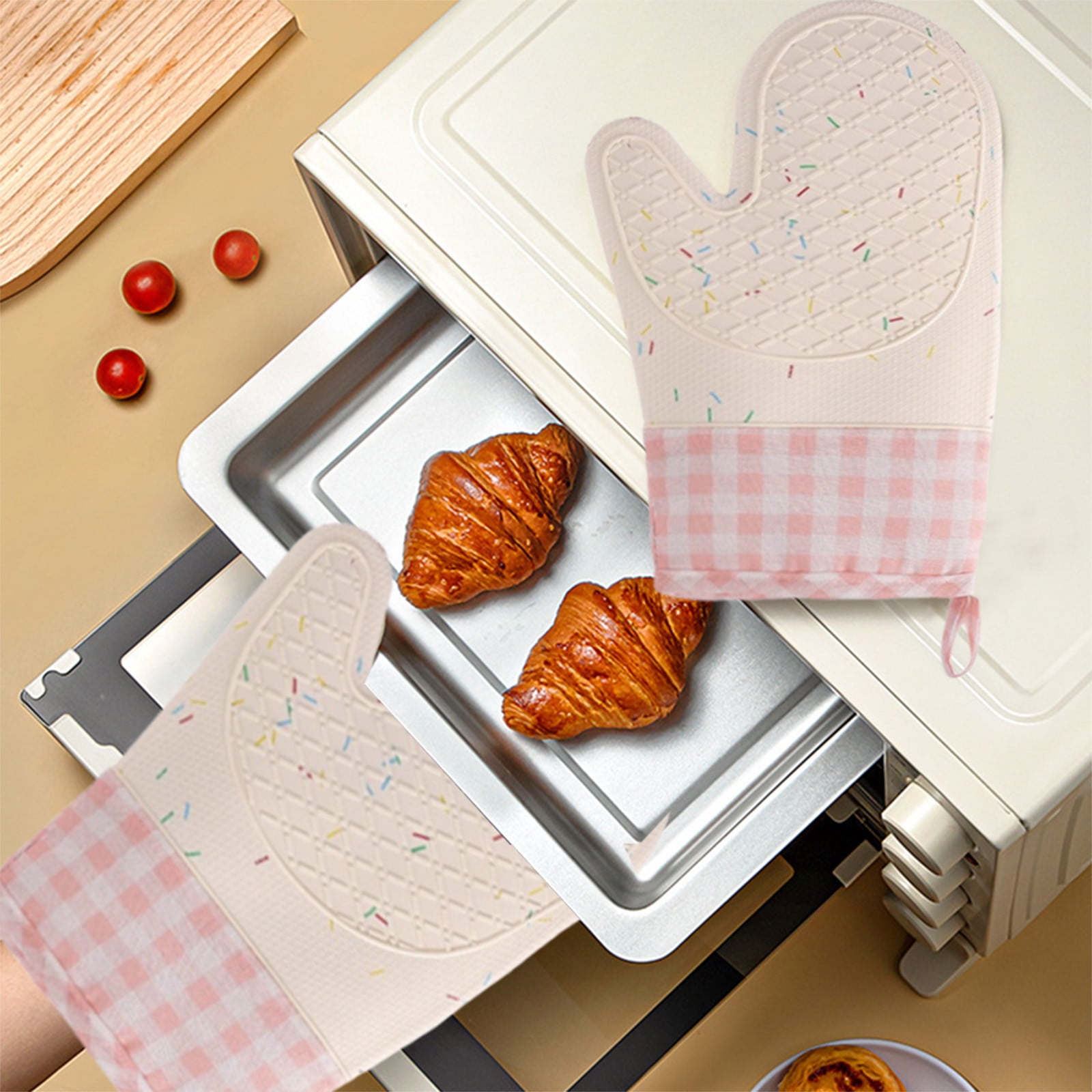 xaoyunyn Heat Resistant Silicone Kitchen Gloves Non Slip Thickened for ...