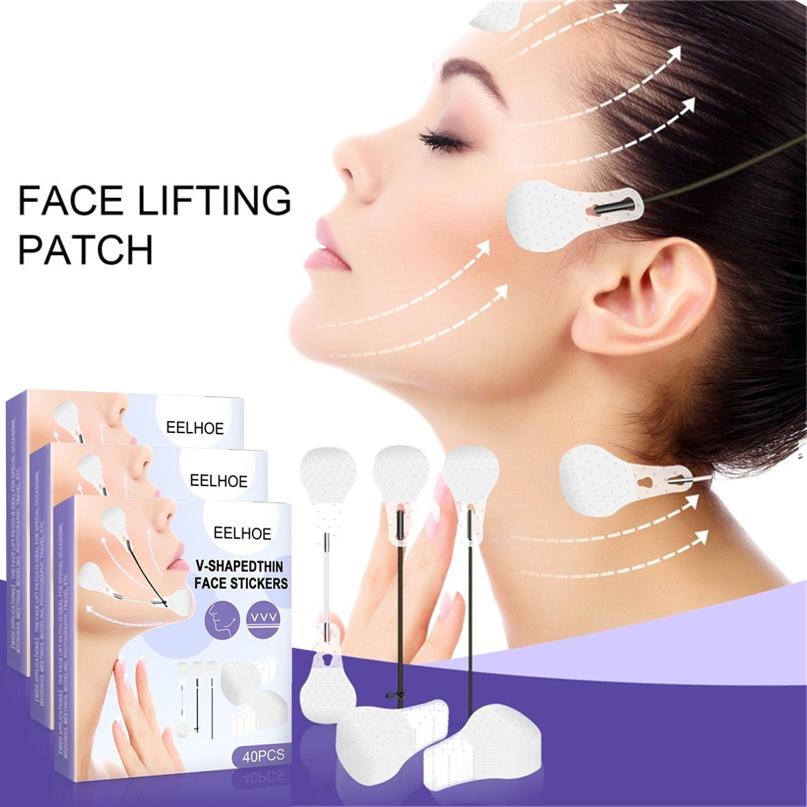 xaoyunyn Instant Invisible Face Stickers Facial Makeup Face Lift Tool ...
