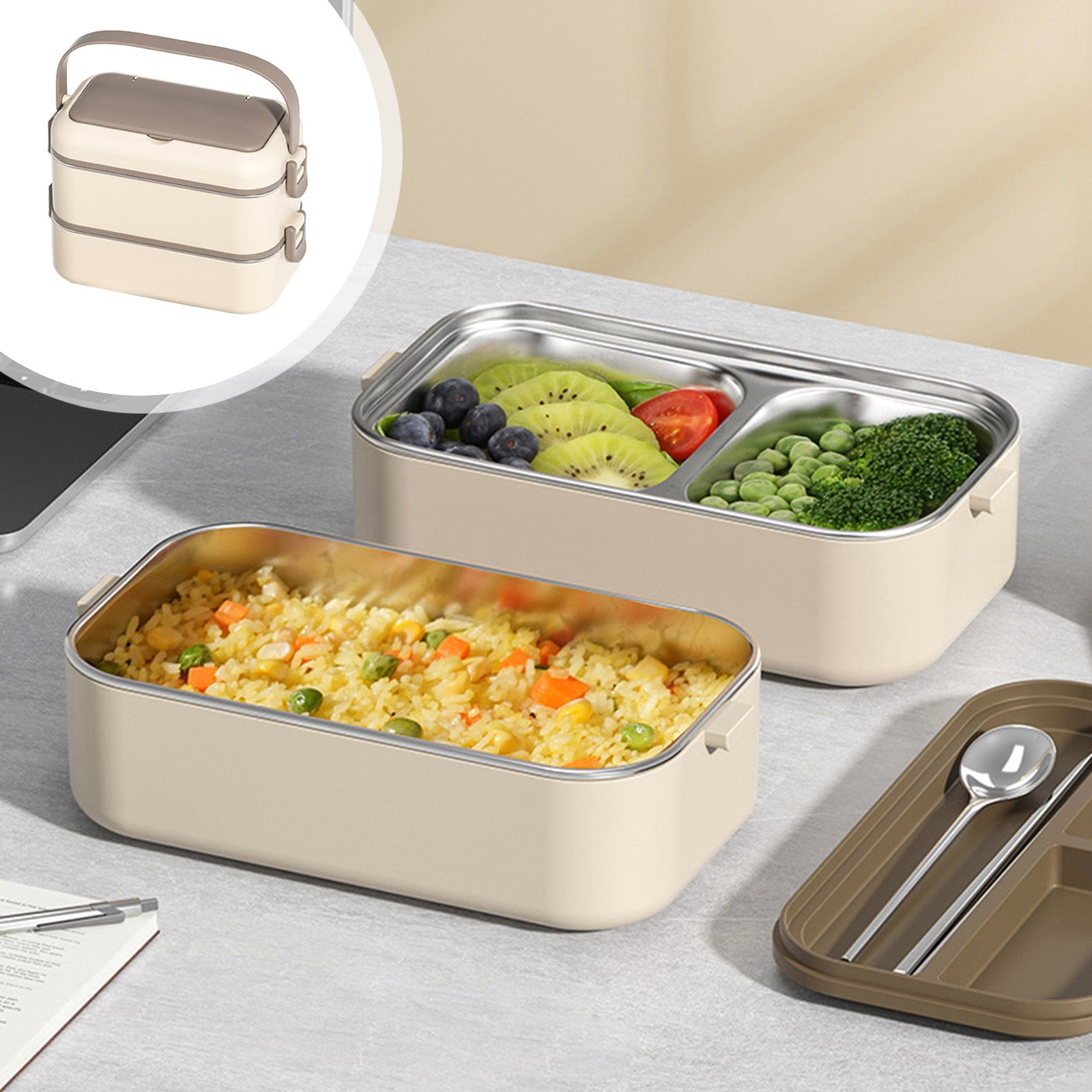 xaoyunyn Microwave Safe Stable Stainless Steel Lunch Box with Double ...