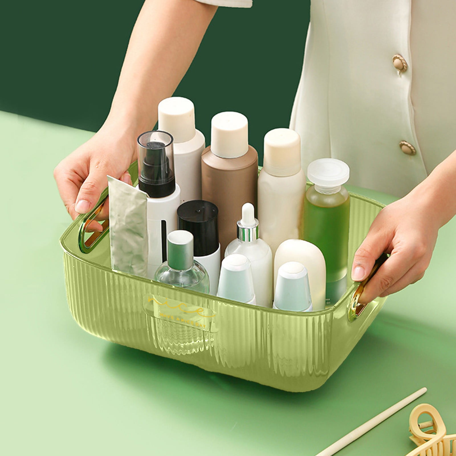 xaoyunyn Multi Functional Transparent Plastic Storage Box for Bathroom ...