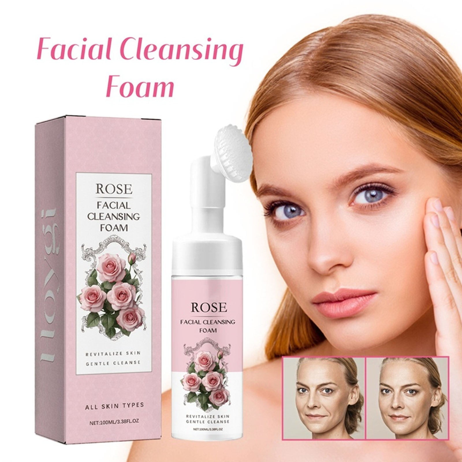 xaoyunyn Rose Extract Deep Pore Cleansing Foam Cleanser 3.38 fl oz with ...