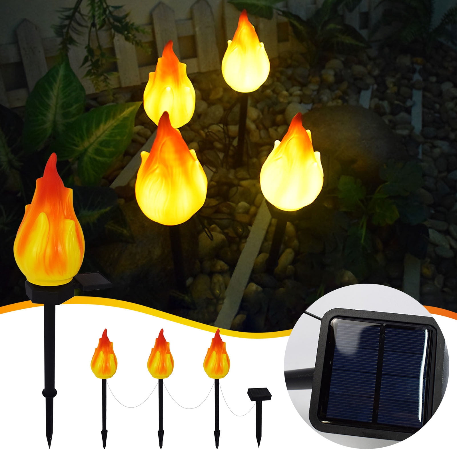 xaoyunyn Solar Flame Lamp for Outdoor Garden Decoration,Realistic Flame ...