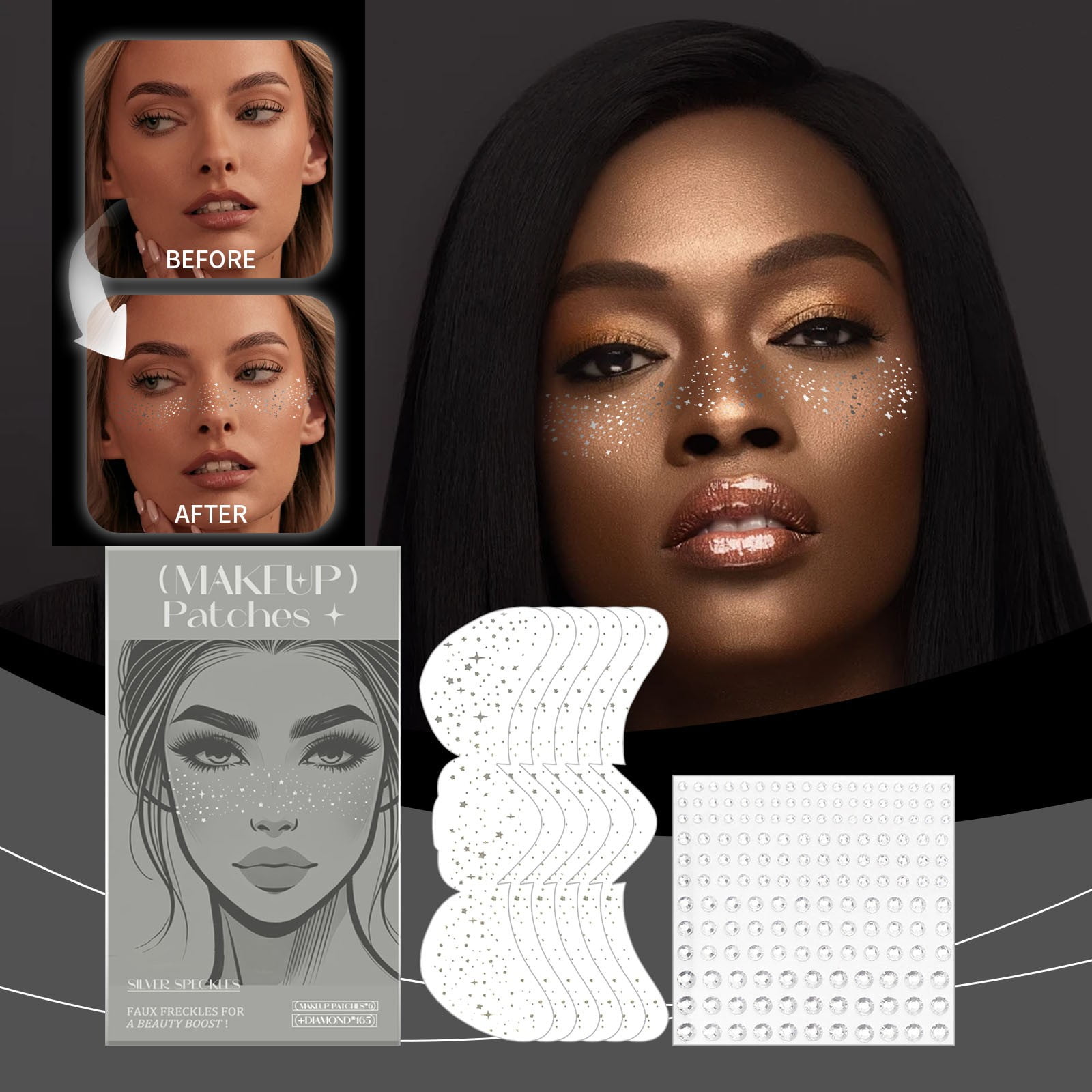 xaoyunyn Sparkling Freckle Tattoos Easy and Stylish Temporary Shiny ...