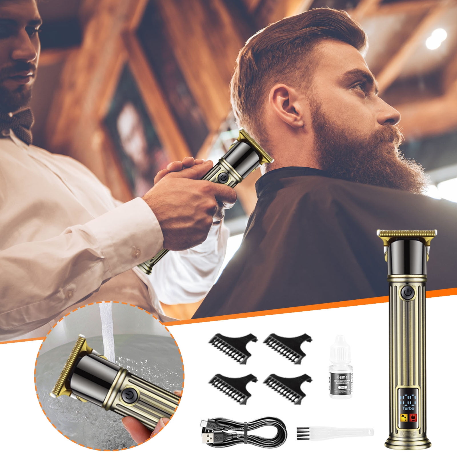 xaoyunyn All Steel Head LCD Display Hair Clipper with R Type Rounded ...