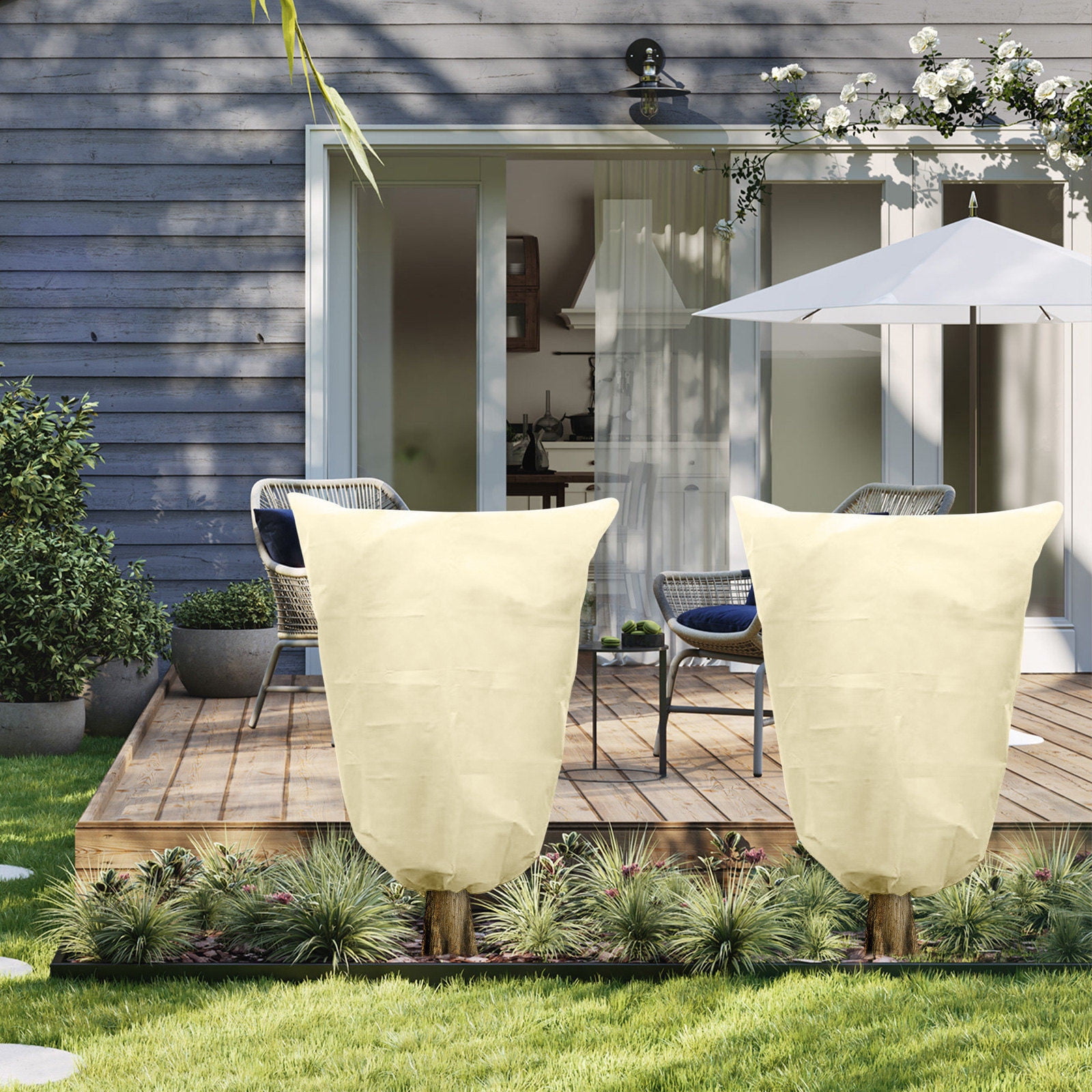 xaoyunyn Winter Plant Protection Heavy Duty Frost Cover with Drawstring ...