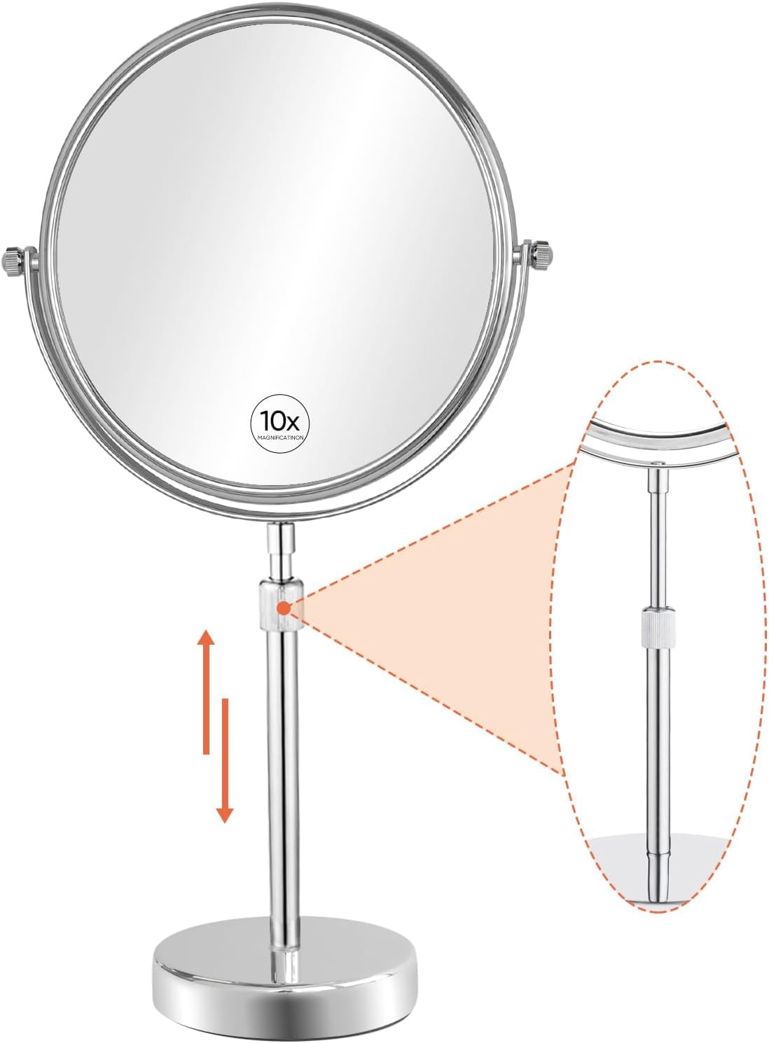 xcvbpyrg LED Lighted Makeup Mirror Tabletop 10X Magnifying Mirror with ...
