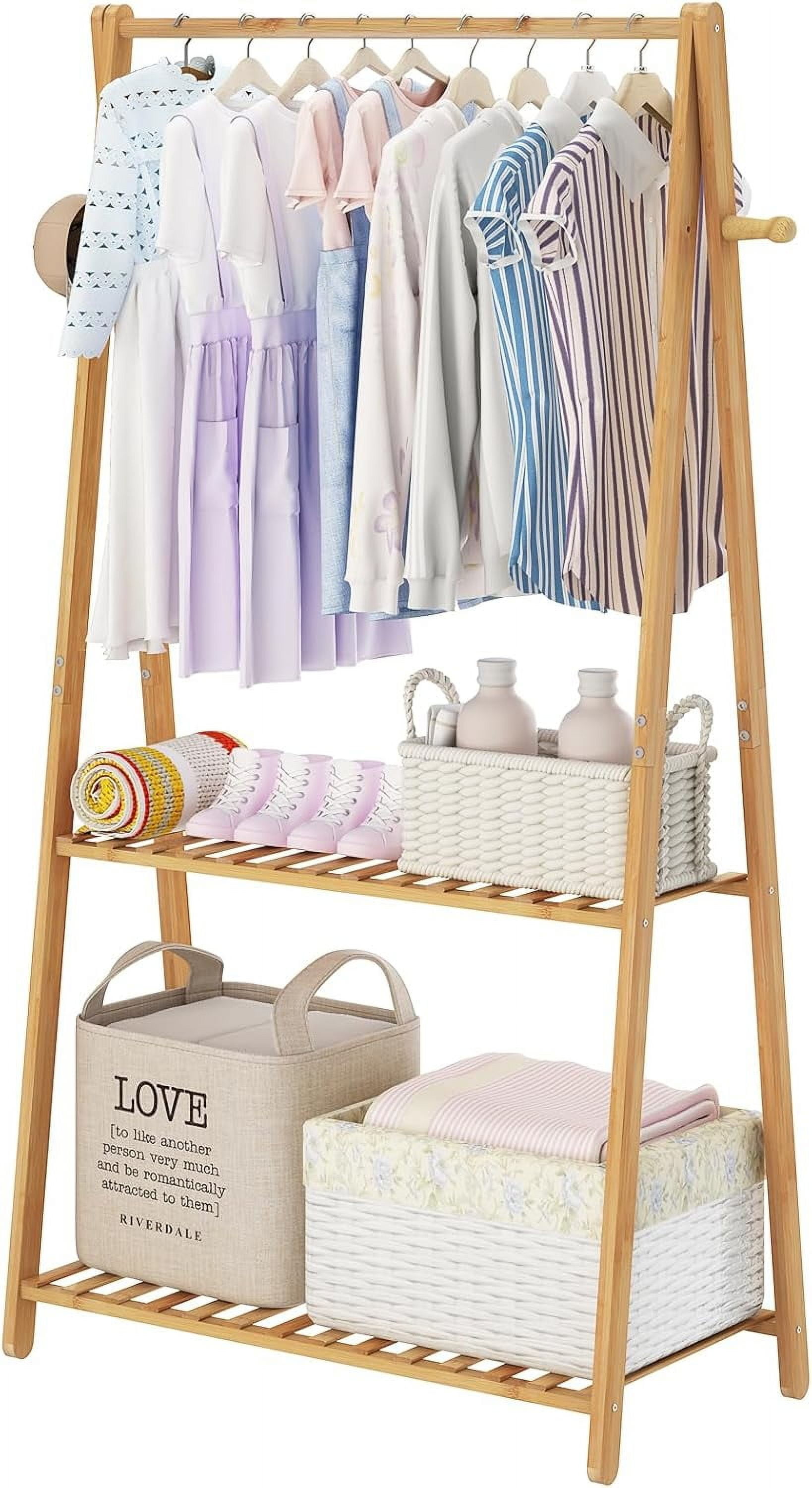 dxynlzq Small Clothes Hanging Racks Bamboo Wood Clothing Garment Racks ...