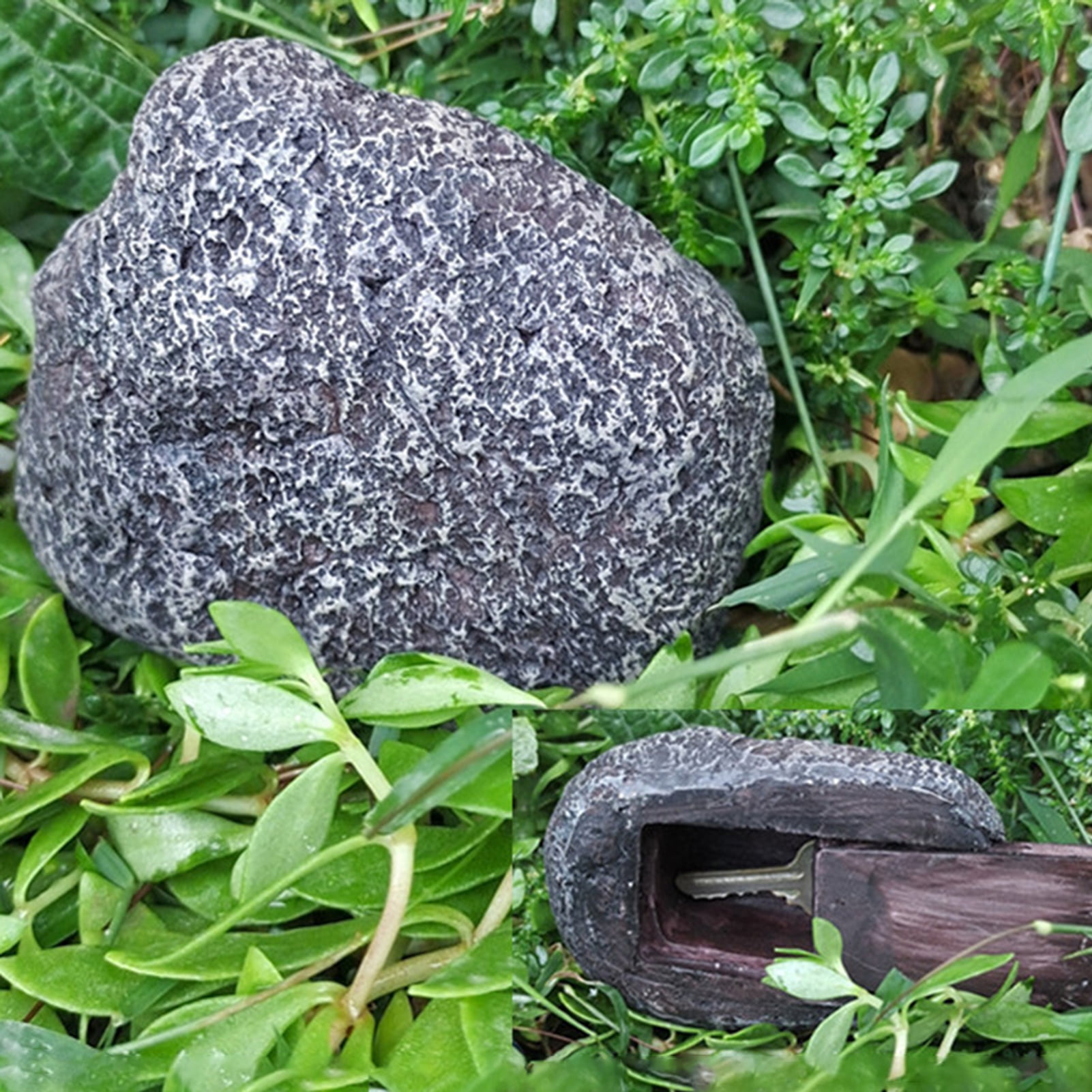 xeoereki Resin Stone Key Storage Box Weatherproof Outdoor Garden Yard ...