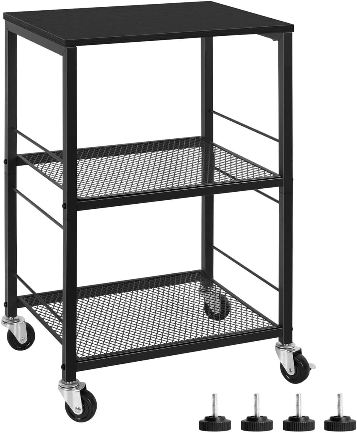 xfvguhj Rustic 3 Tier End Table with Wheel Side Table Nightstand ...