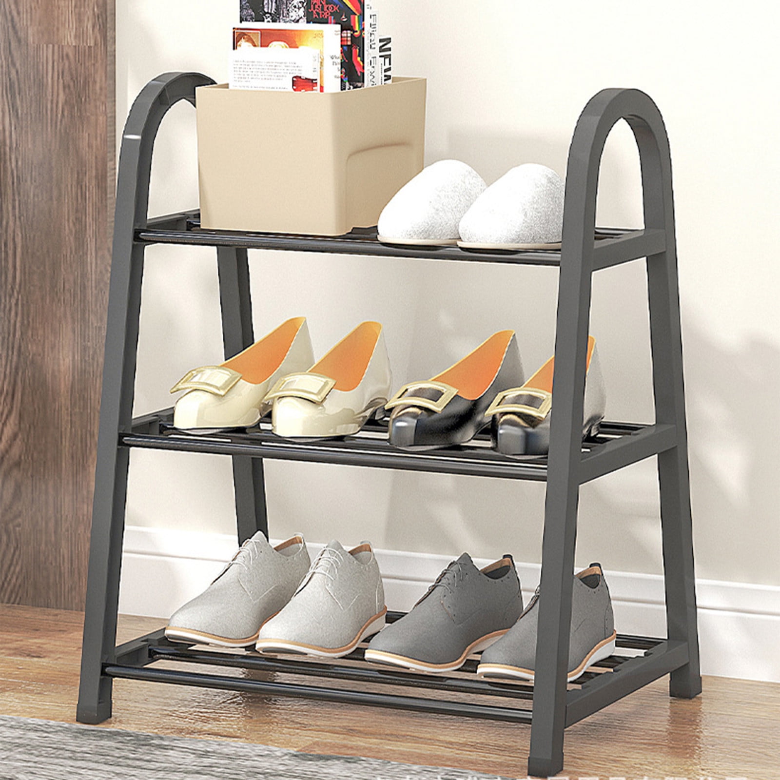xgfhyjeh Small Free Standing Shoe Rack for Entryway, Narrow Vertical ...