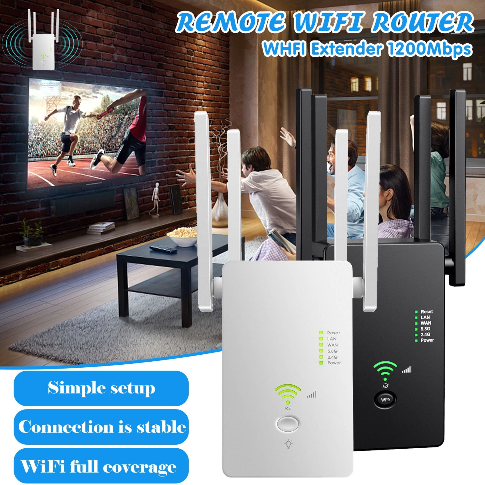 xgfhyjeh Wifi Extender Signal Booster for Home Outdoor, 1200Mbps 2.4G ...