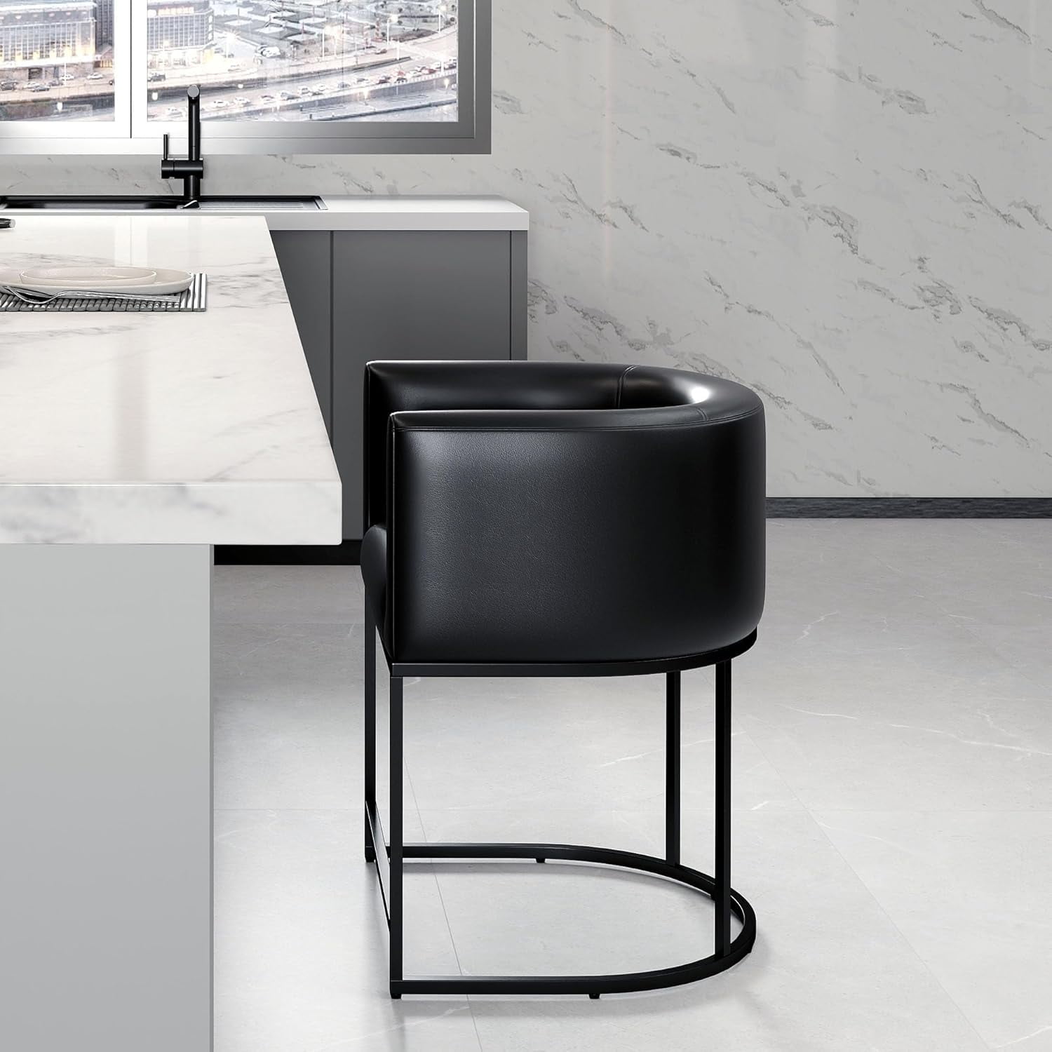 xhza Counter Height Linen Fabric Cream Upholstered Counter Stool 29 ...