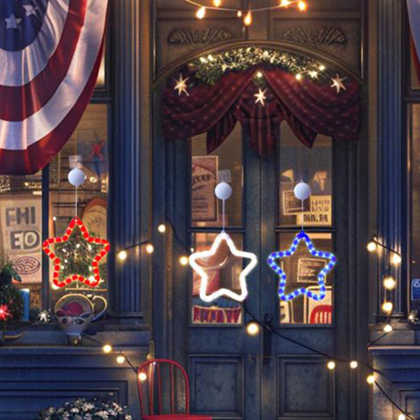 xiahXHMY Independence Day Window Star Lights w/Glow Effect - Indoor ...