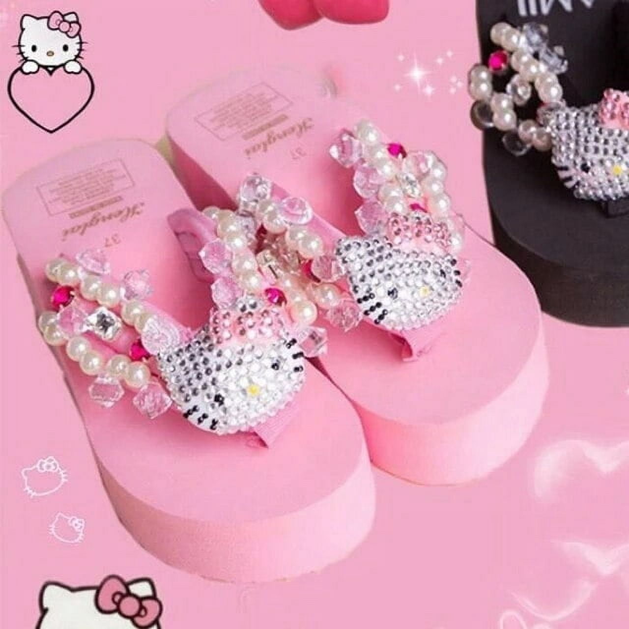 xianningshiliahui Girls Diamonds Flip-Flops, Platform Pink, 39 ...