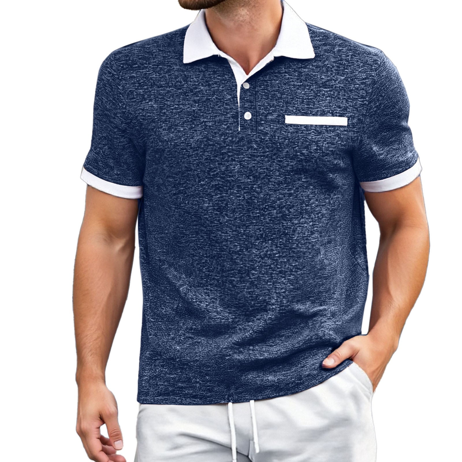 xichen Men'S Polo Shirts Slim Fit Shirts European Style Casual Button ...