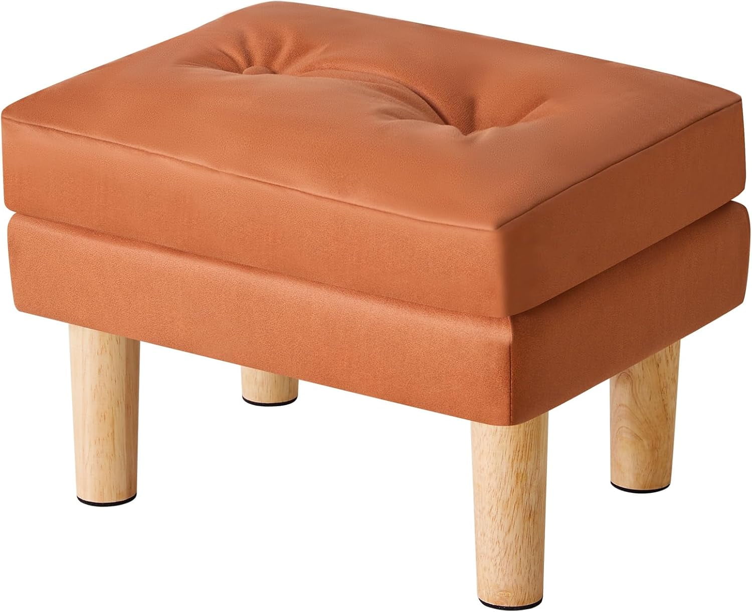 xihoomxaxa Small Footstool Ottoman Faux Leather Footrest with Sponge ...