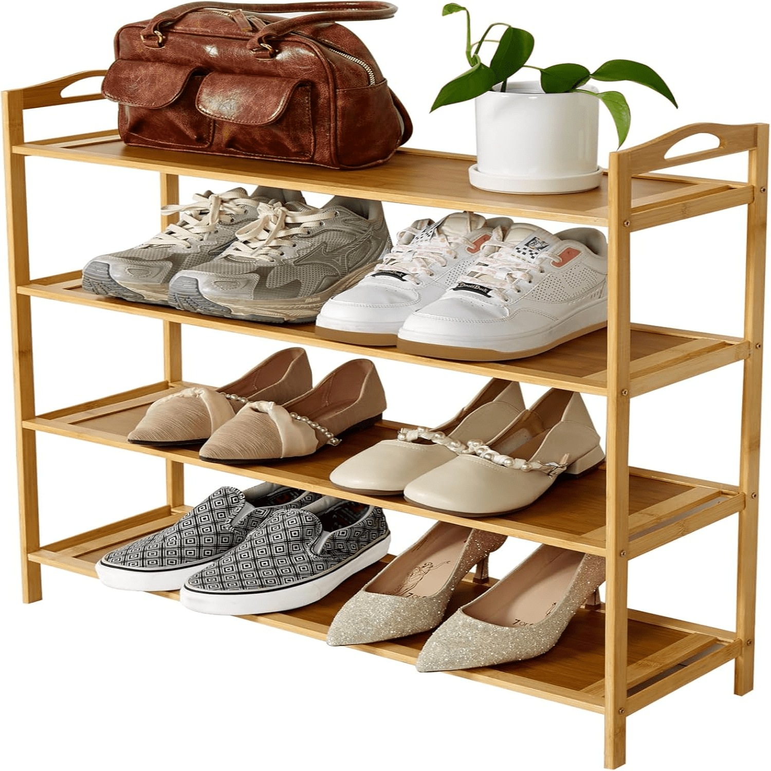 ximoneboom 3 Tier Bamboo Shoe Rack for Closet Free Standing Shoe Racks ...