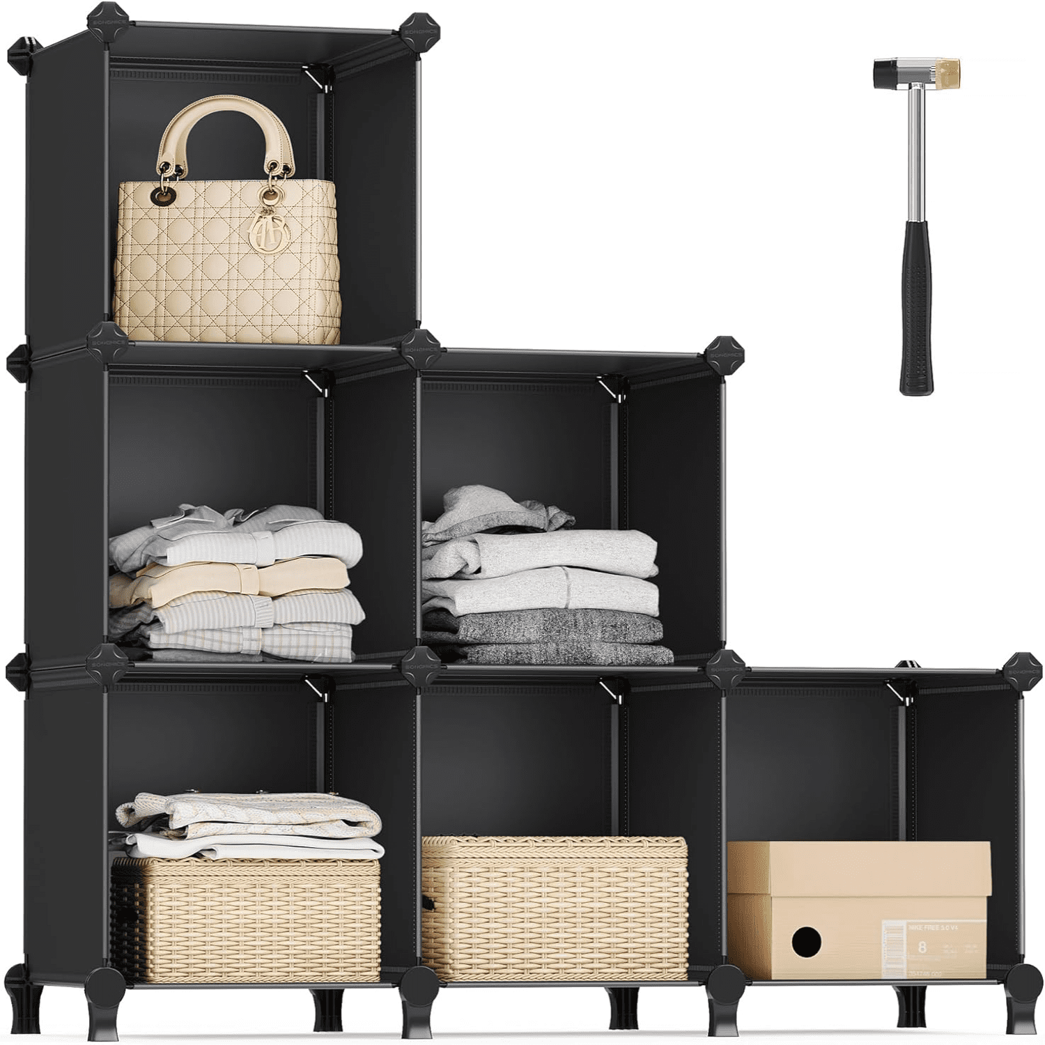 ximoneboom 6 Cube Storage Organizer DIY Closet Shelf Plastic Clothes ...
