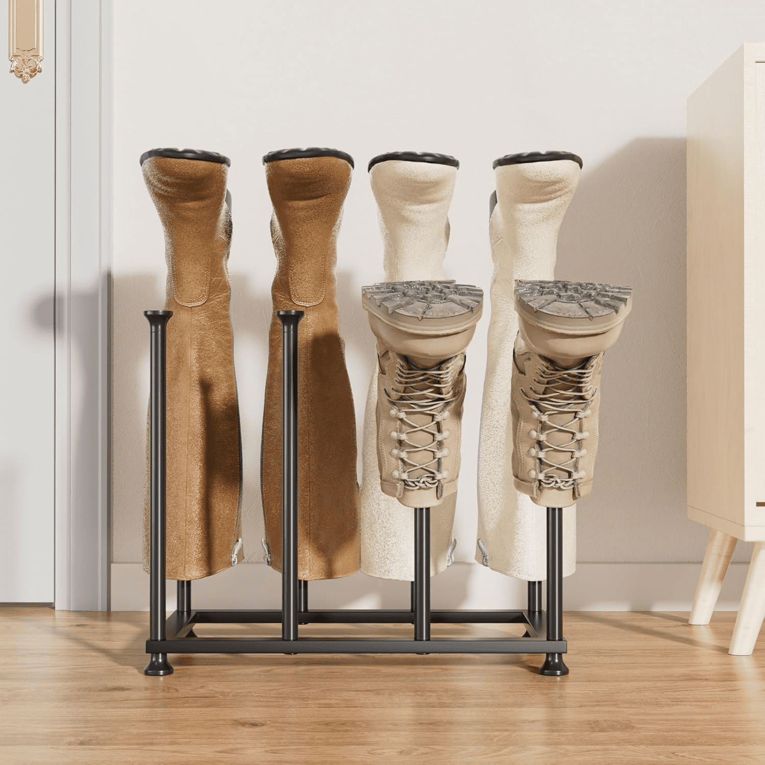 sasyxdc Freestanding Boot Rack Organizer Tall Boots - Black Metal Boot ...