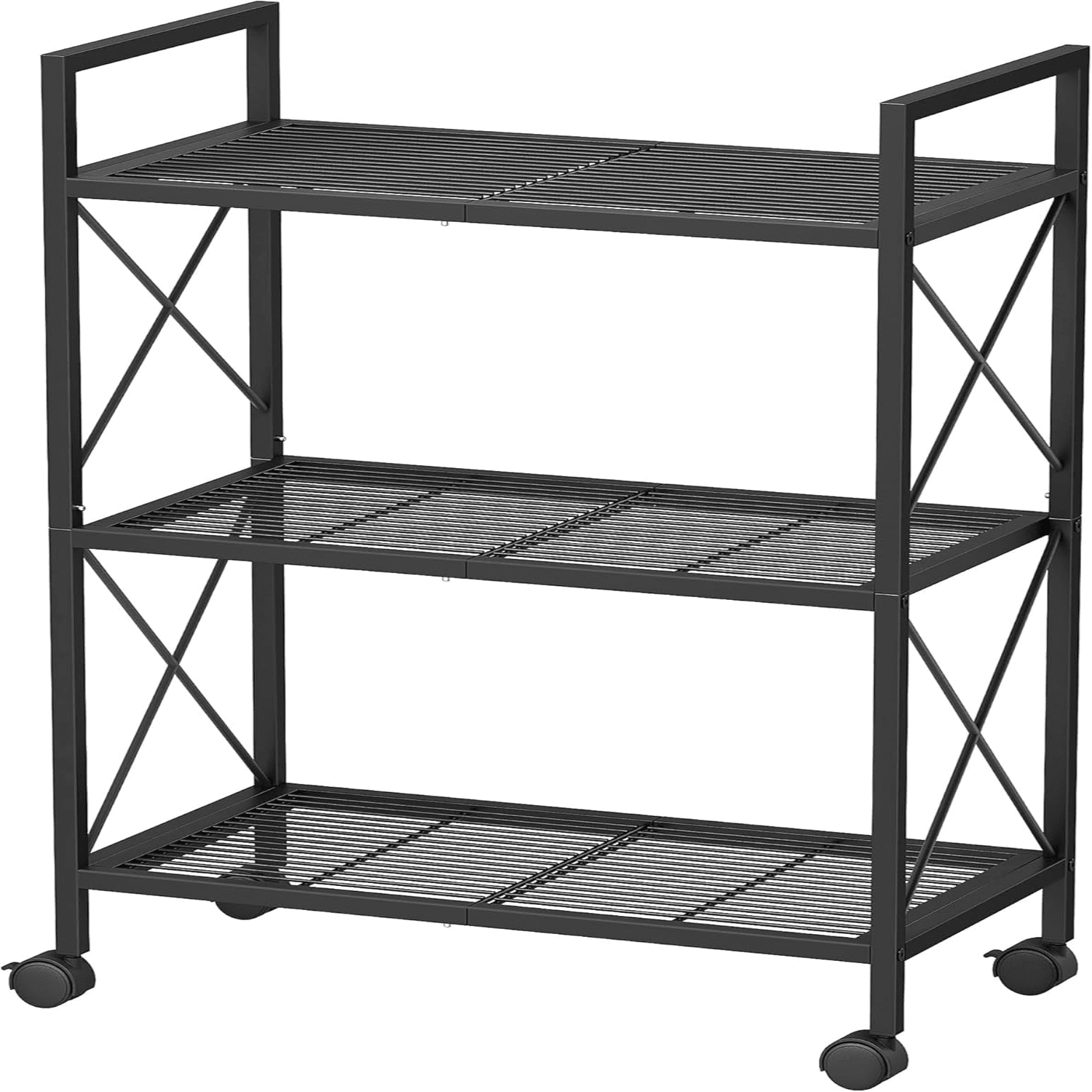 ximoneboom KFHDMCV 3-Tier Metal Storage Rack with Wheels Mesh Unit with ...