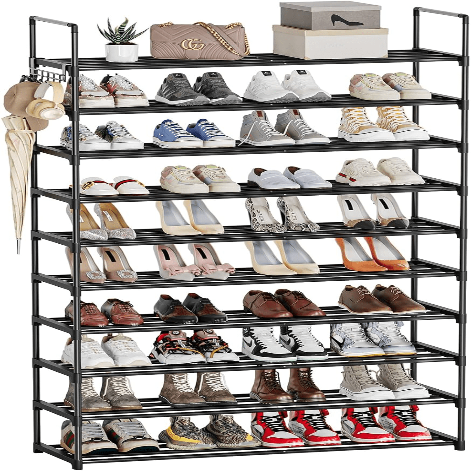 ximoneboom Shoe Rack 10 Tier Shoe Organizer Metal Shoe Rack for Closet ...