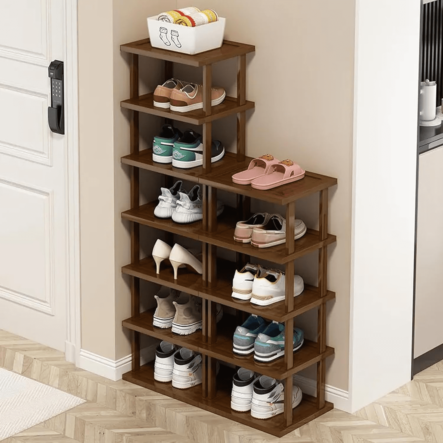 ximoneboom Vertical Shoe Rack-Tall Narrow Shoe Rack Organizer for Small ...