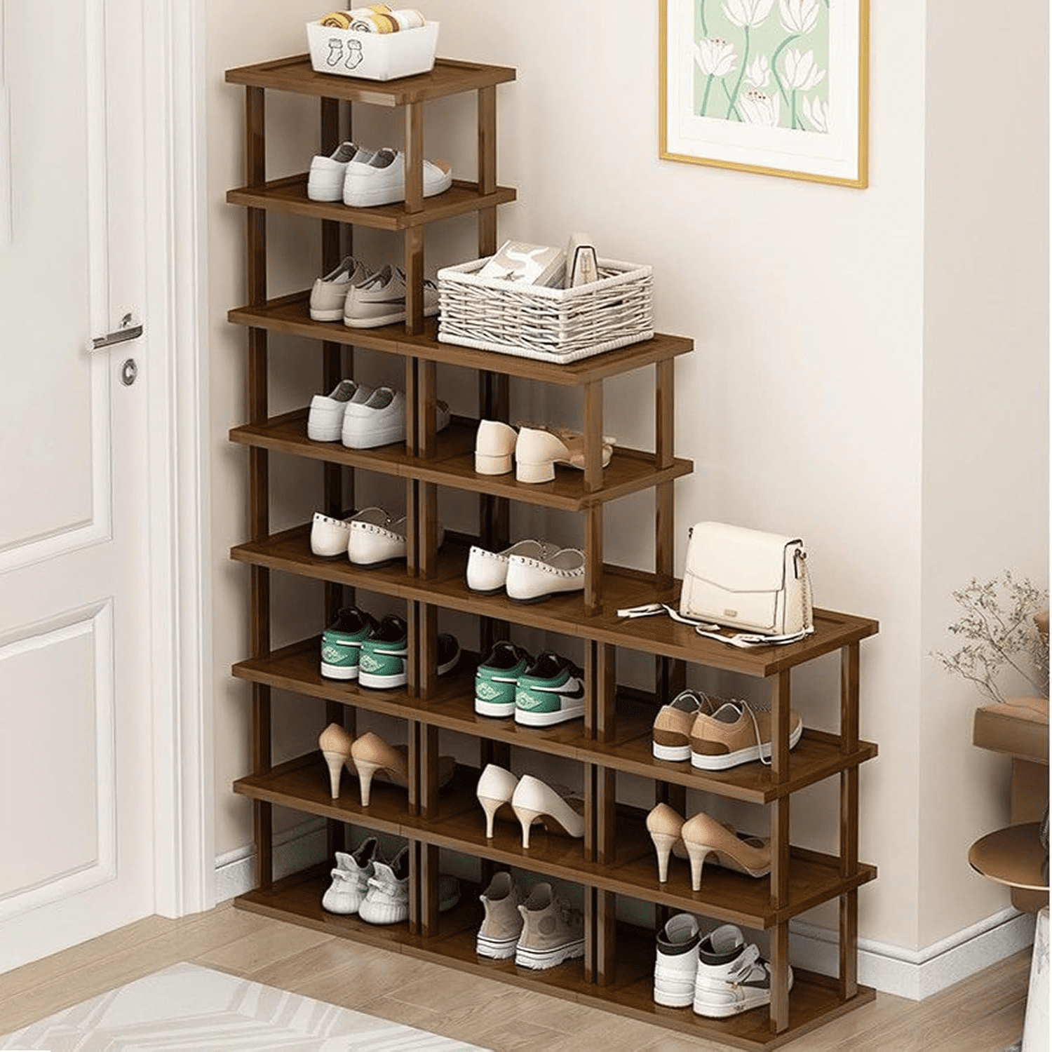 ximoneboom Vertical Shoe Rack-Tall Narrow Shoe Rack Organizer for Small ...