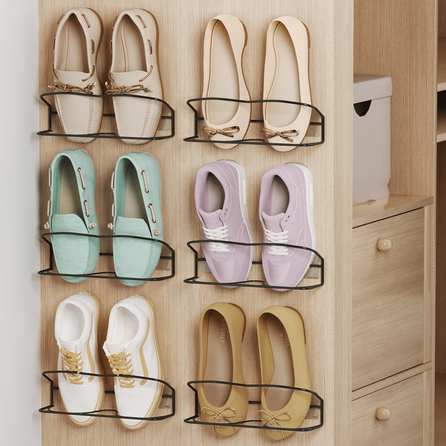 ximoneboom Wall Mounted Shoe Rack 6Pack with Sticky Hanging Strips ...