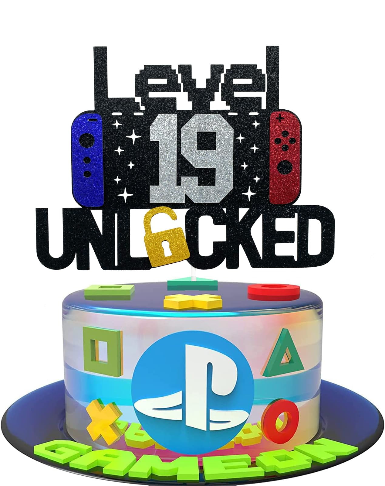 ximoogoooz Happy 19th Birthday Video Game TVS1 Cake Topper Level 19 ...
