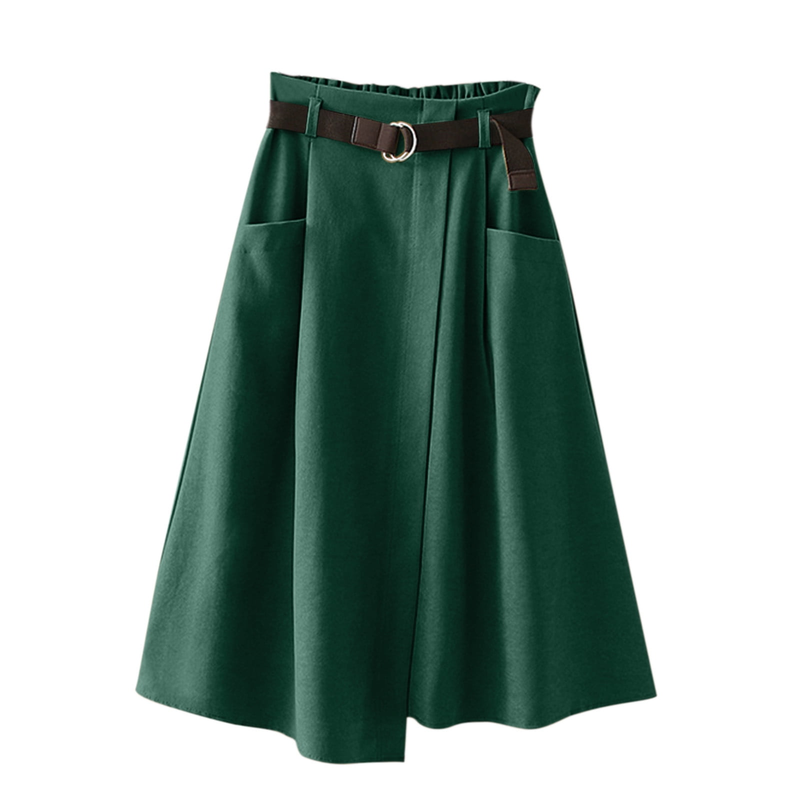 xiuh women's solid color lace-up ruffle mid-length skirt high waist ...