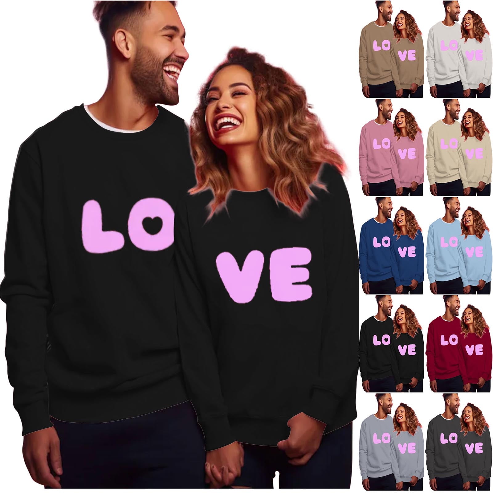 xixinqiwan Matching Couples Sweatshirt Clearance Love Letter Print Long ...