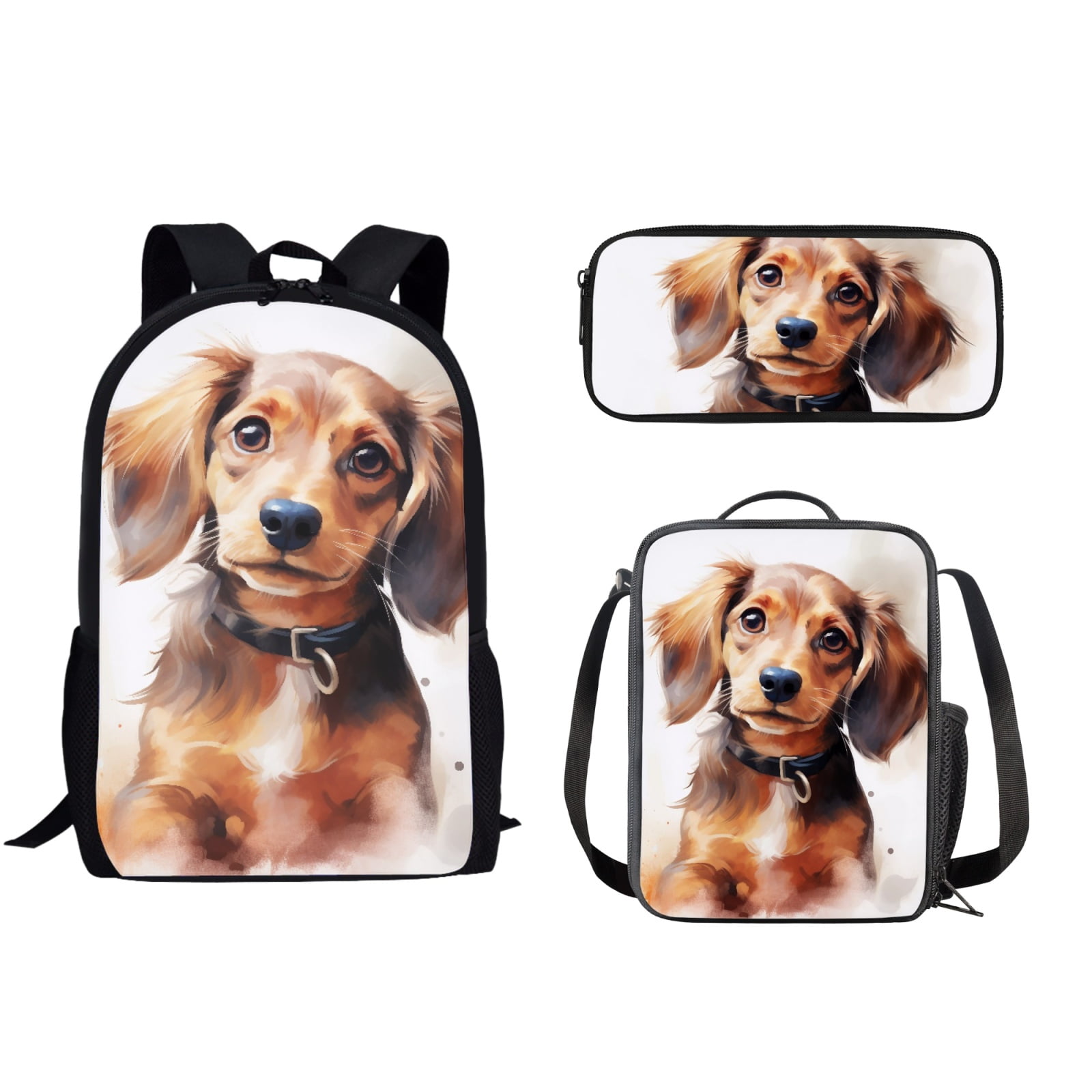 xixirimido Dachshund Dog Backpack Cute Puppy School Bag + Lunch Tote ...