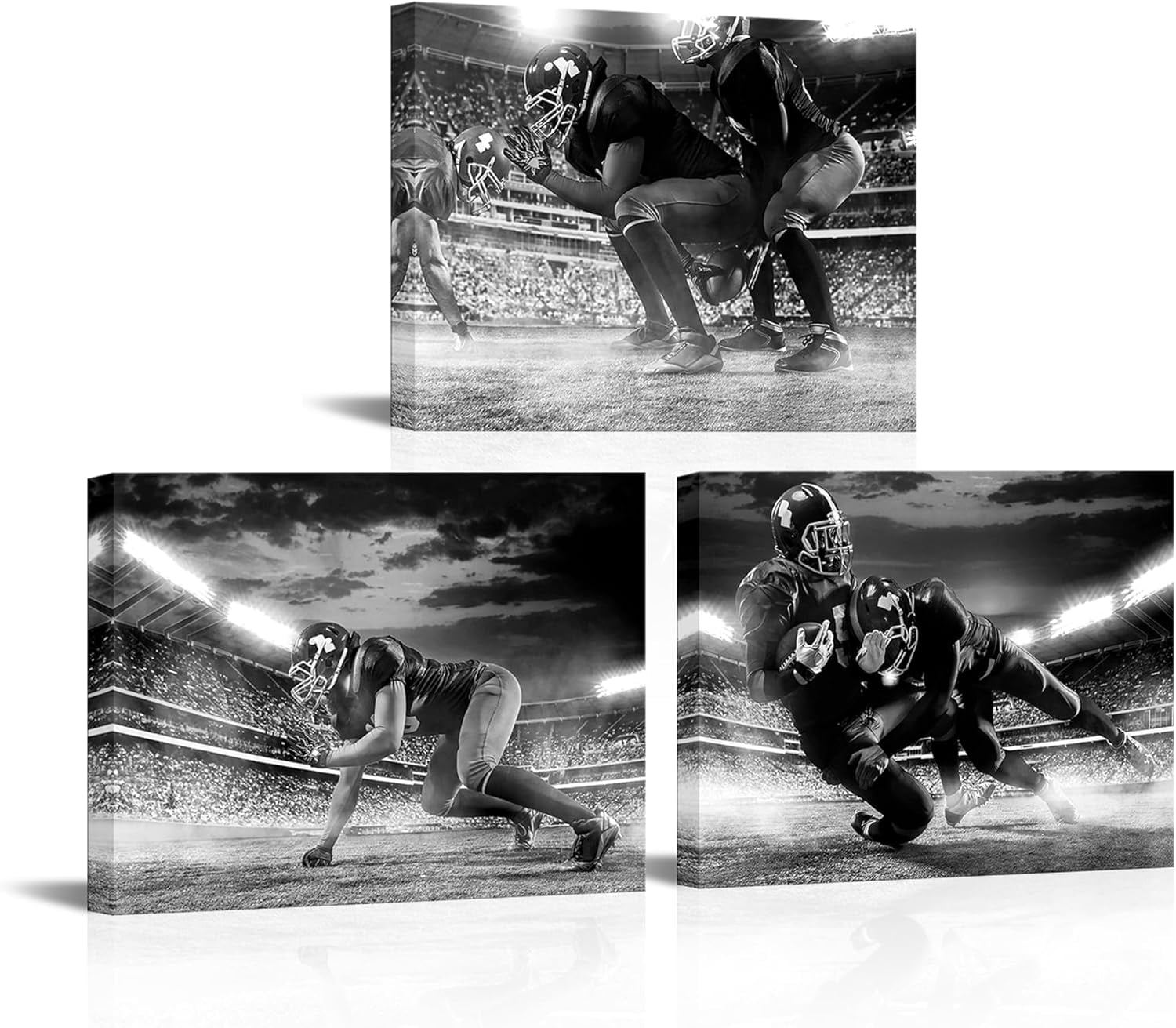 American Football Wall Art Football Player Canvas Wall Decor Black and ...