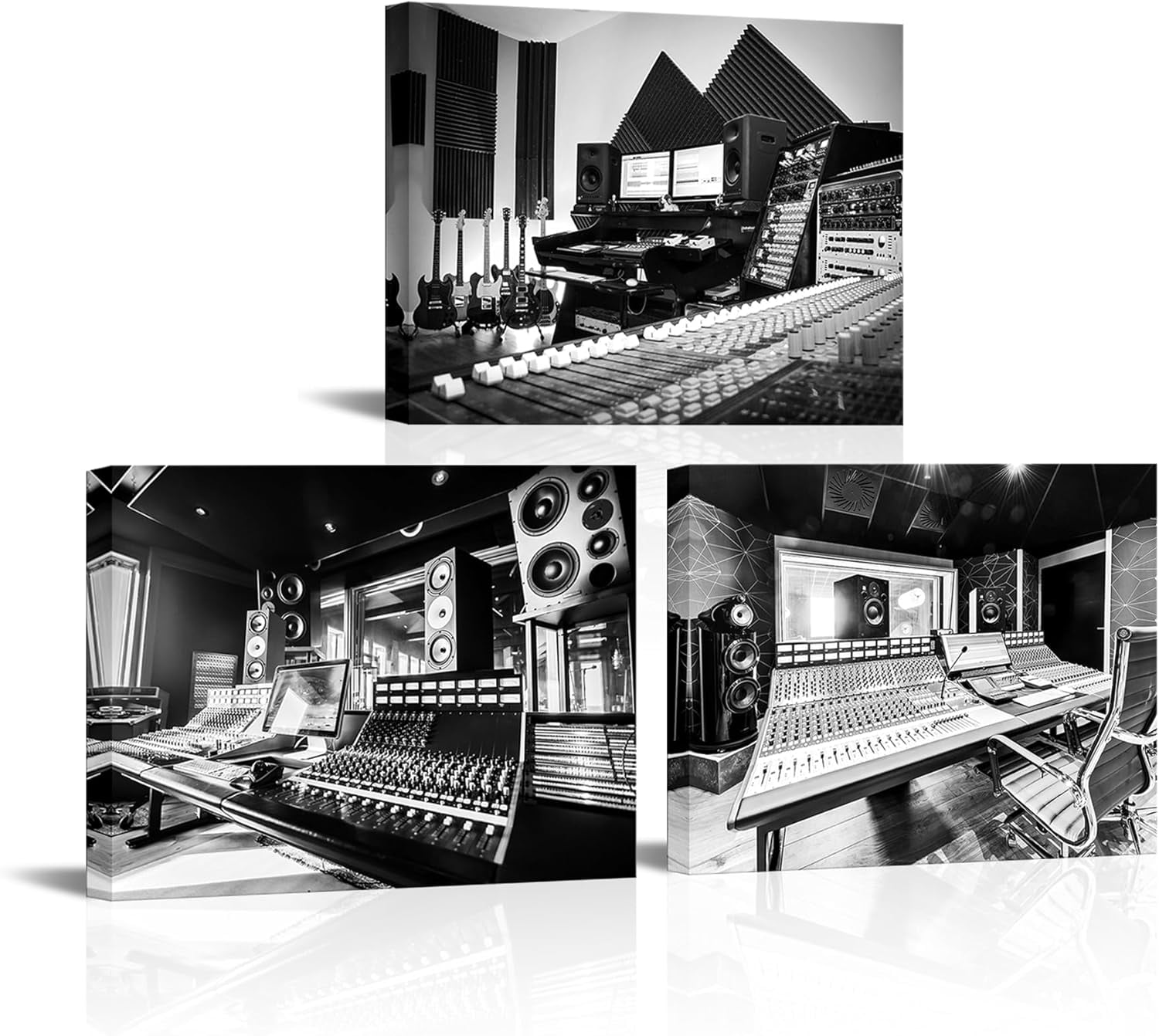 xiysien Recording Studio Wall Art Microphone Canvas Wall Decor Black ...