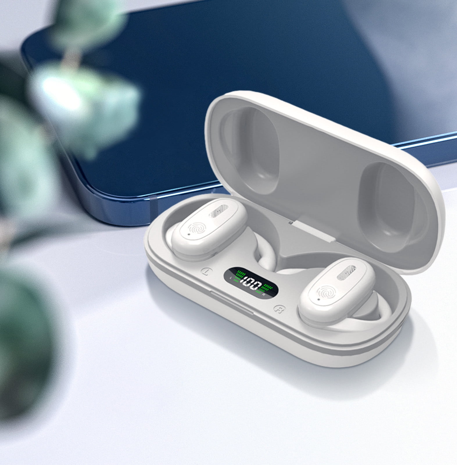 xjwjuw Bone Conduction Bluetooth Earphones with Mic, Non In Ear Open ...